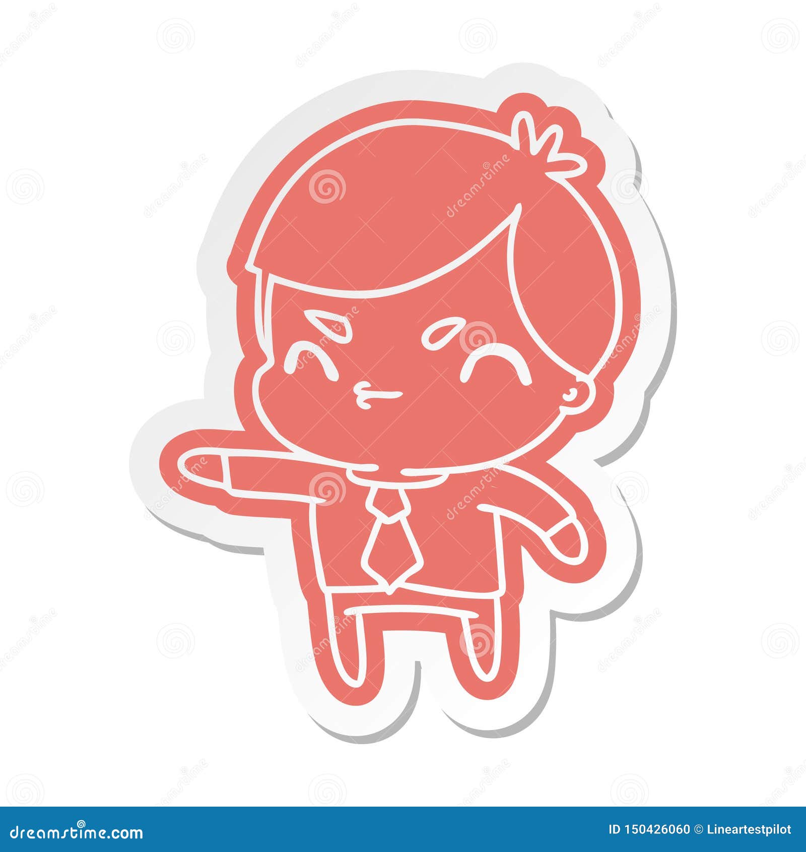Cartoon Sticker of a Kawaii Cute Boy Stock Vector - Illustration of ...