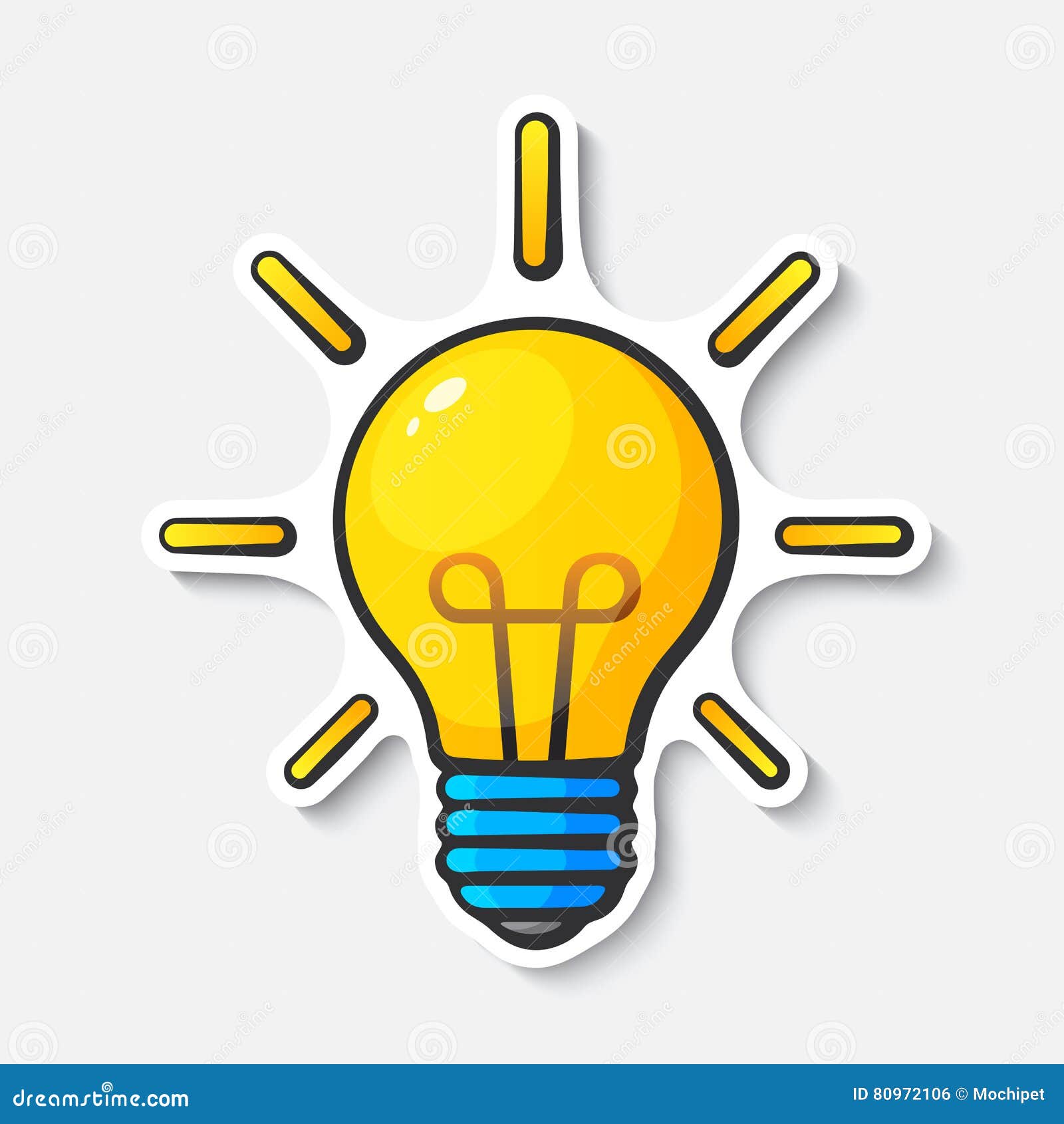 Cartoon Sticker with Light Bulb in Comic Style Stock Vector ...