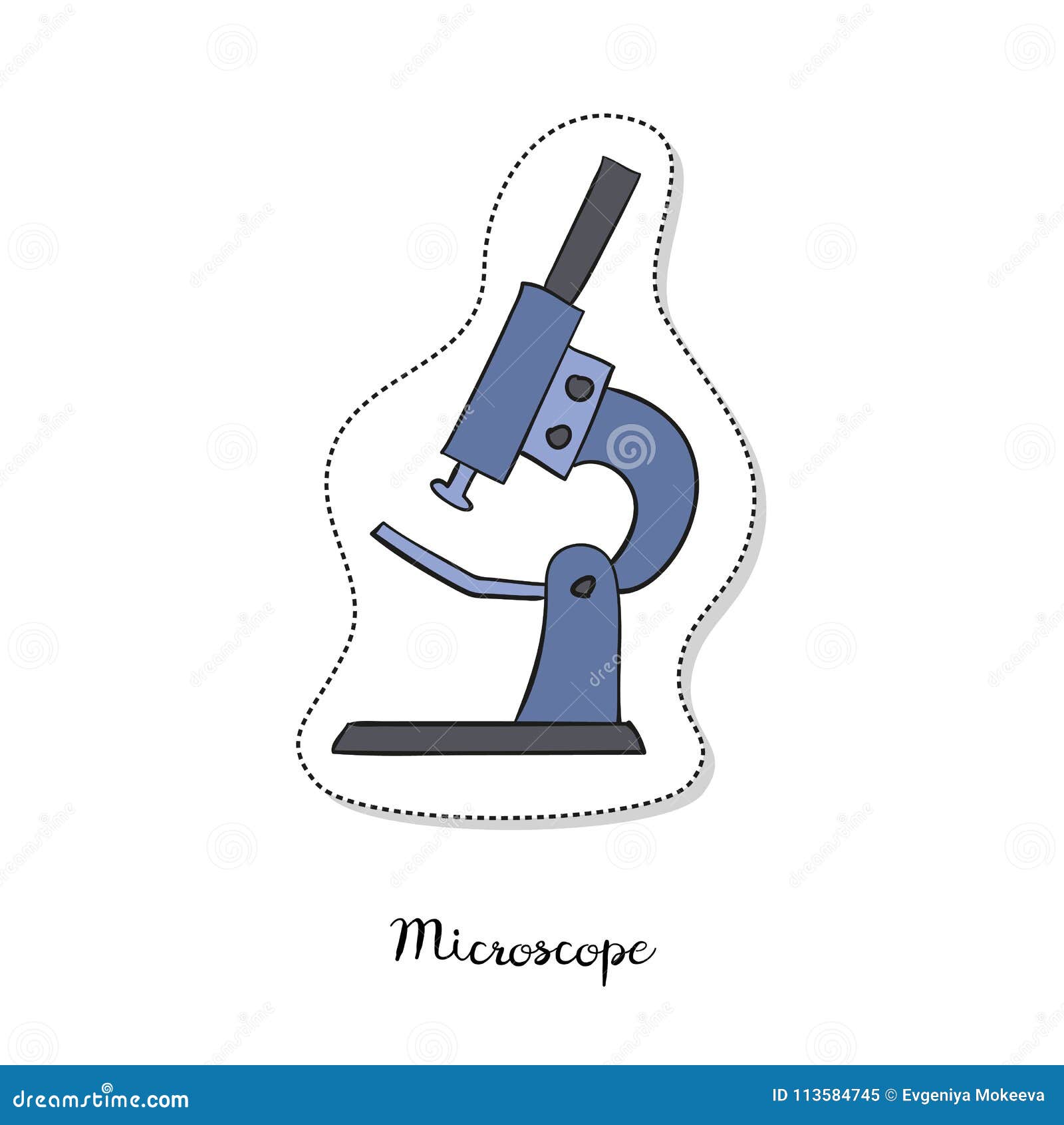Cartoon Sticker With Microscope On White Background. Stock Vector ...
