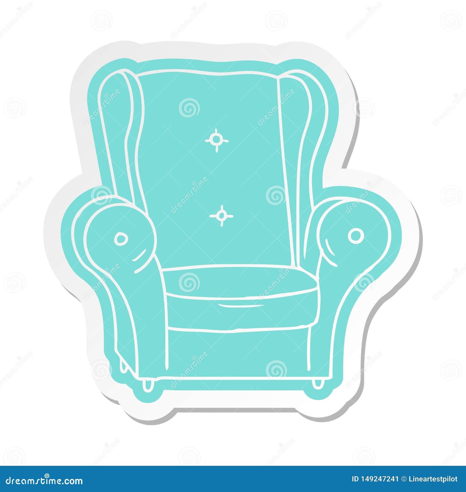 Cartoon Sticker of an Old Armchair Stock Vector - Illustration of ...
