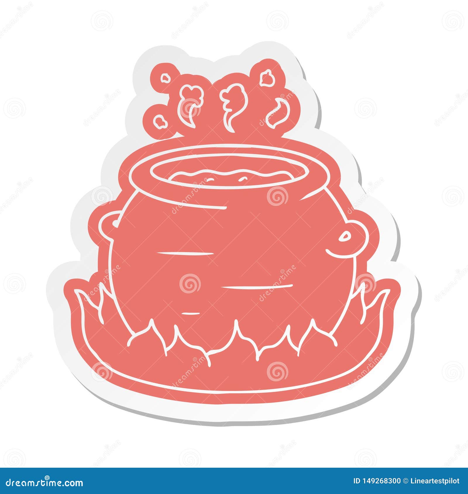 Cartoon Sticker of a Pot of Stew Stock Vector - Illustration of hand ...