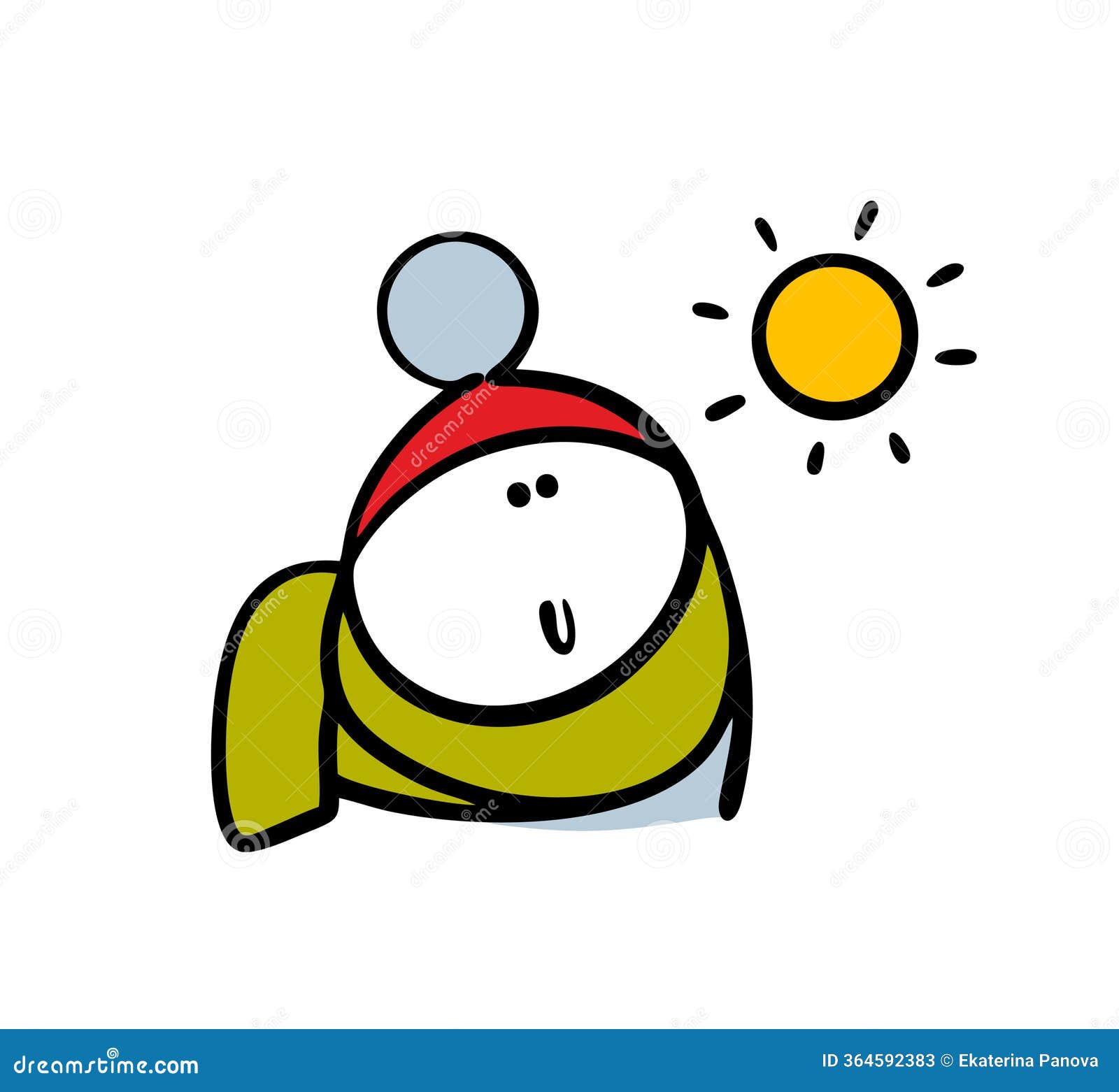 Cartoon Stickman Looks At The Open Hatch In Confusion. Vector ...