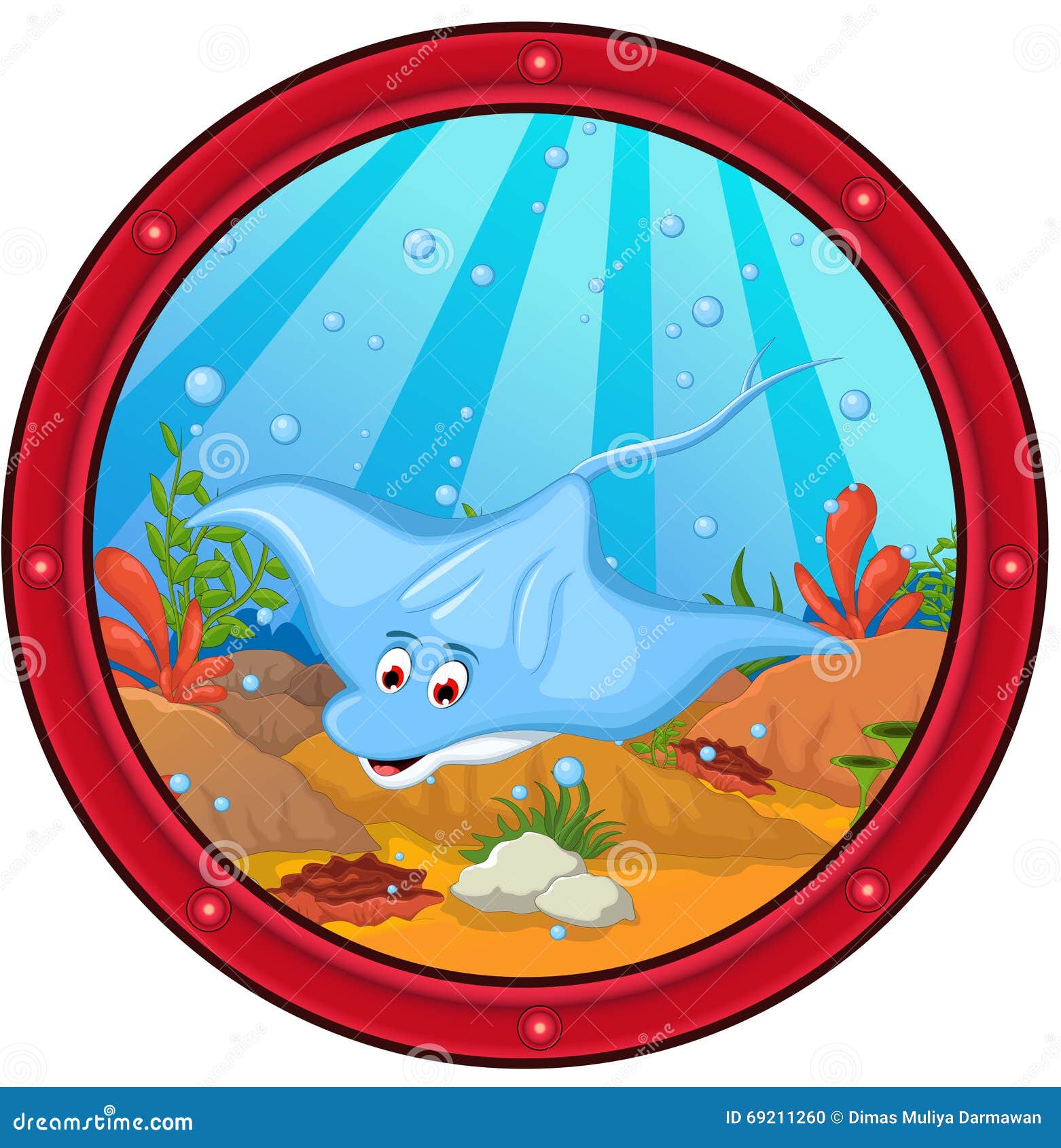 Cartoon Stingray. Brown Numb-fish Vector Illustration | CartoonDealer ...