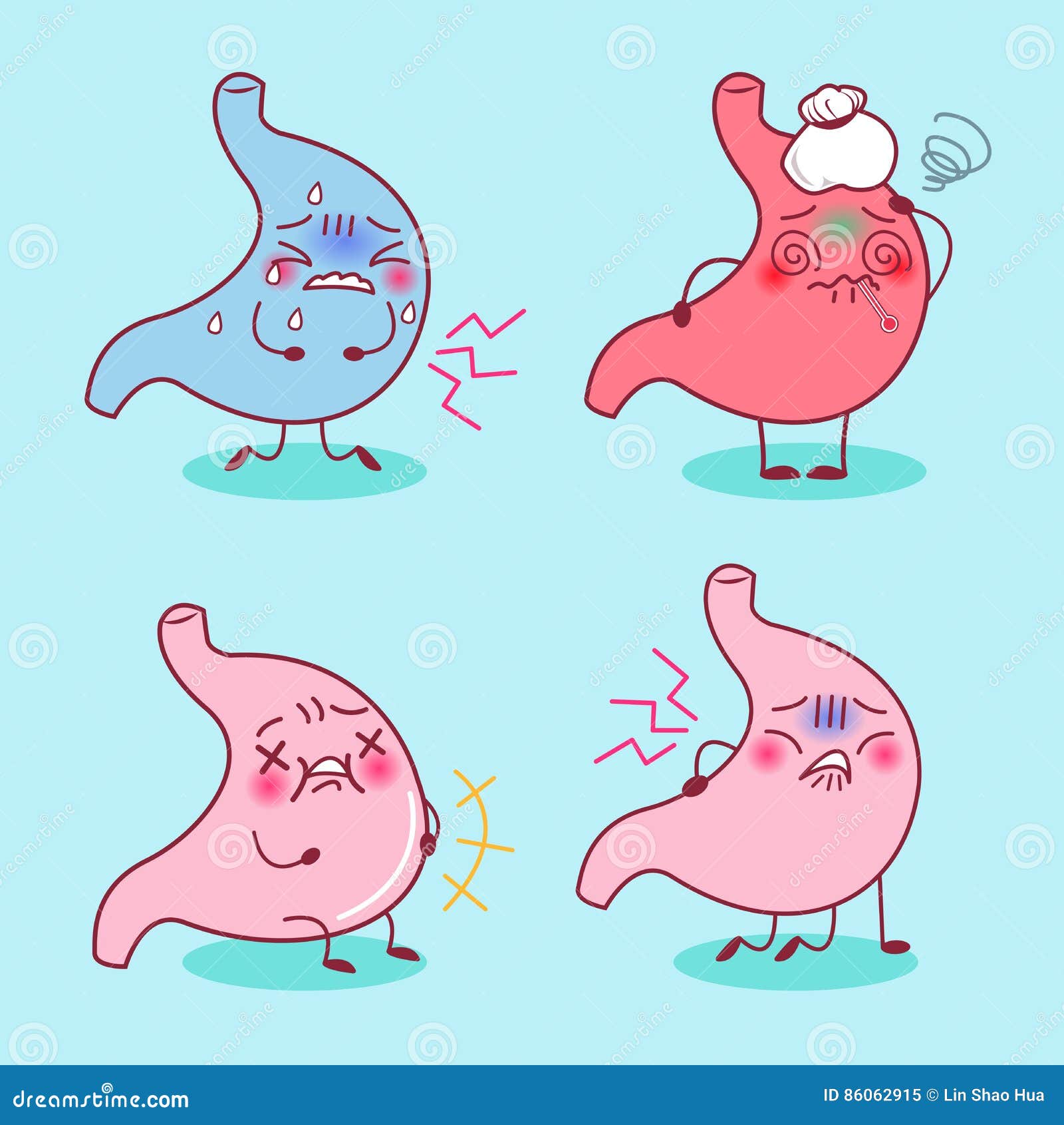 Cartoon Stomach Feel Uncomfortable Stock Vector - Illustration of ...