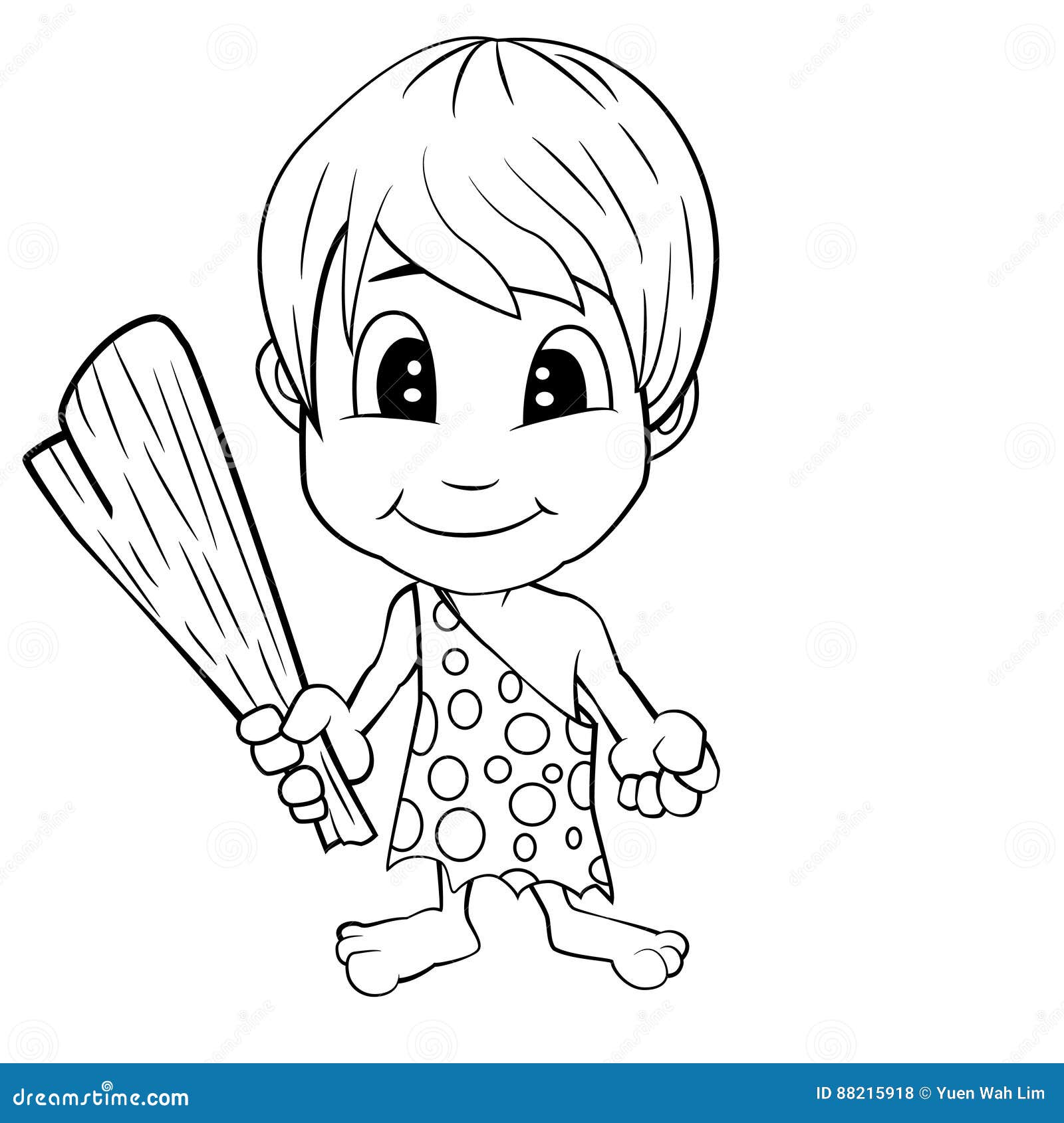 Cartoon Stone Age Cute Cave Boy Stock Vector - Illustration of ancient ...