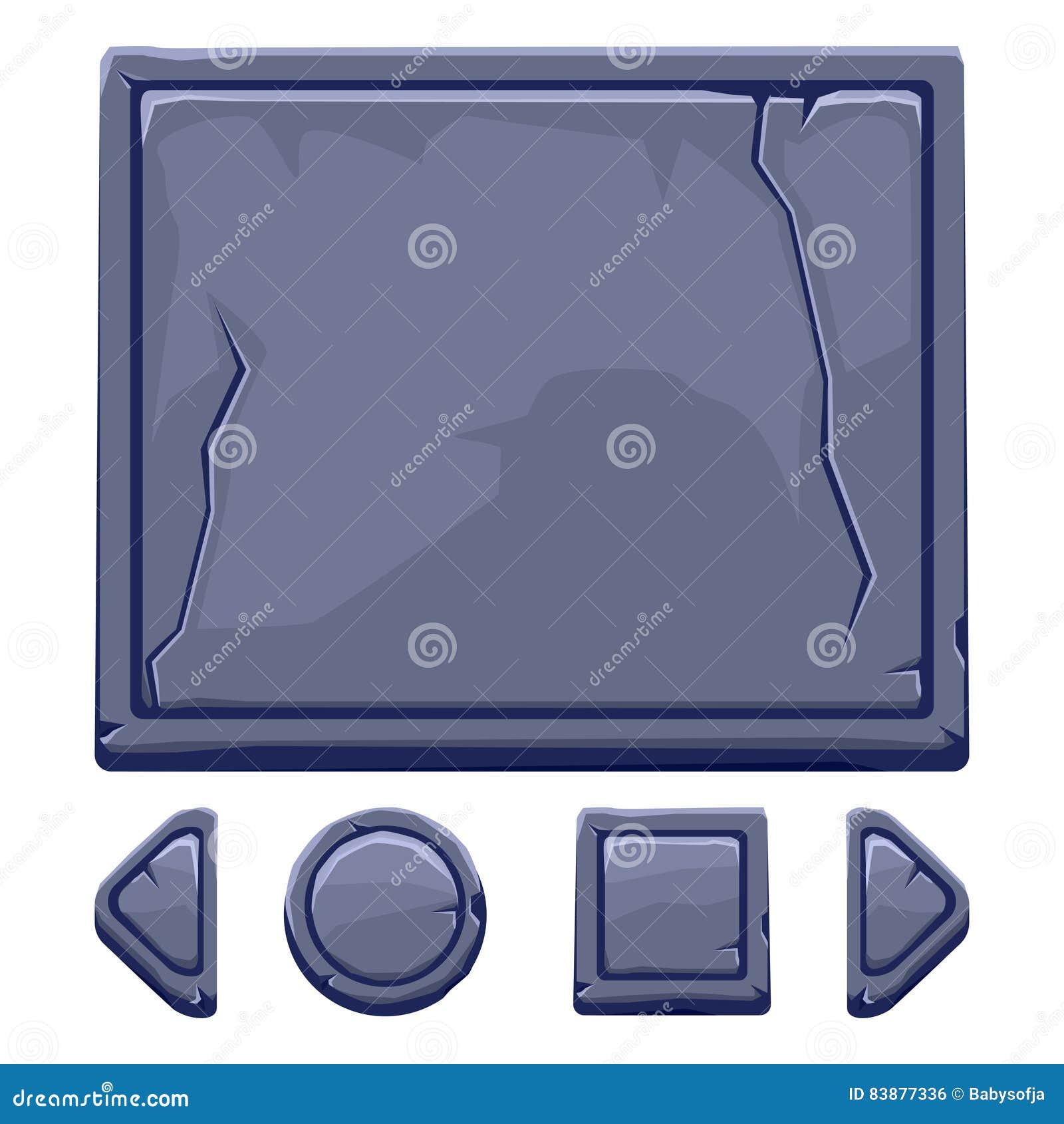 Cartoon Stone Assets and Buttons for Ui Game Stock Vector ...