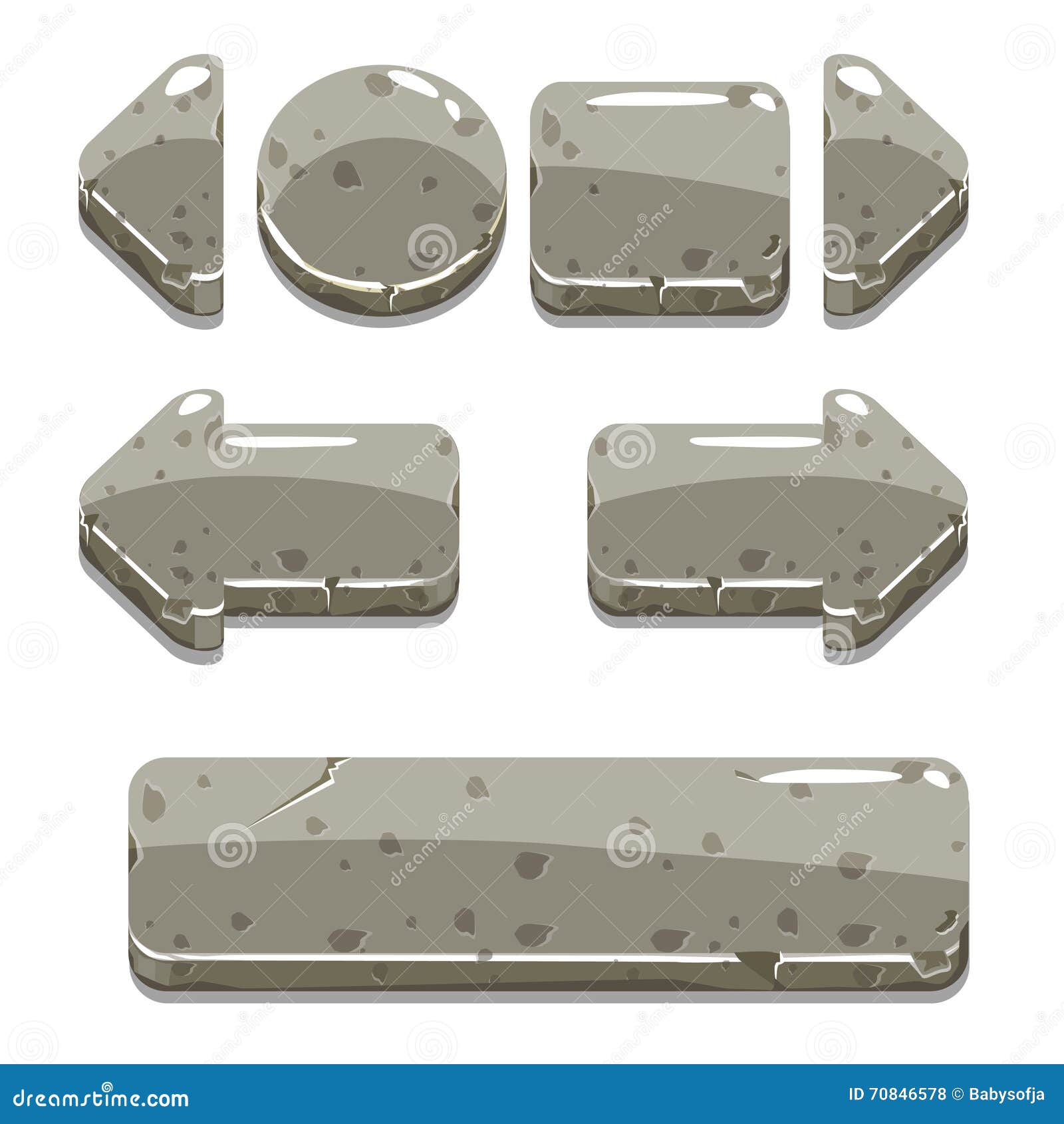 Cartoon Stone Buttons for Game or Web Design Stock Vector ...