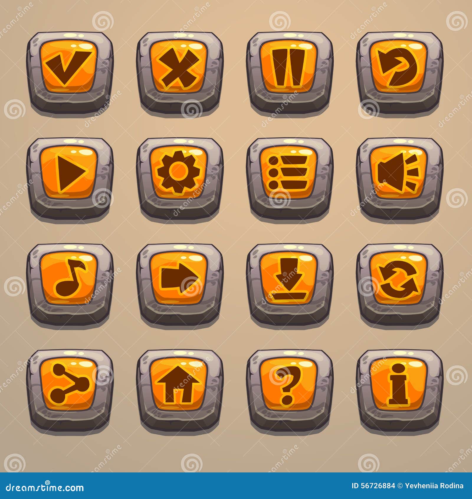 Cartoon stone buttons stock illustration. Illustration of internet ...