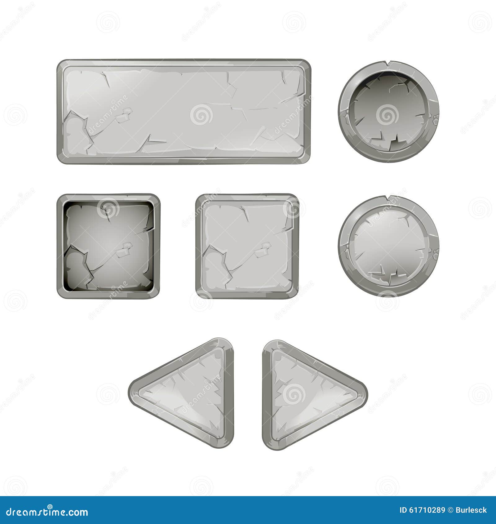 Cartoon Stone Buttons Vector Set Stock Vector - Illustration of ...