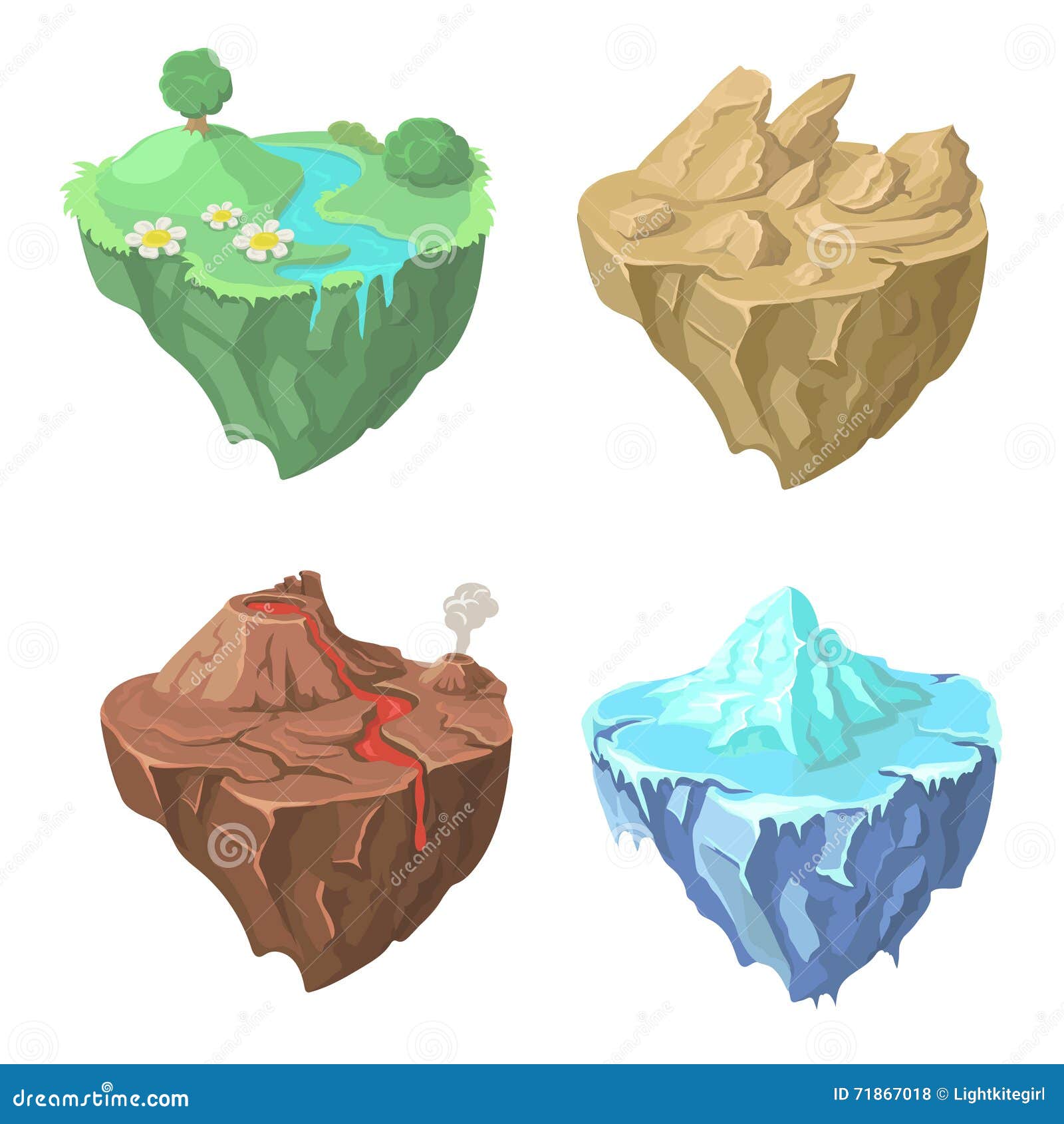 Cartoon Stone Flying Island for Game, Stock Vector - Illustration of ...