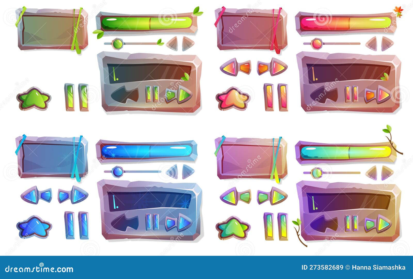 Cartoon Stone Game Buttons Gui or Ui Design Elements Stock Vector ...