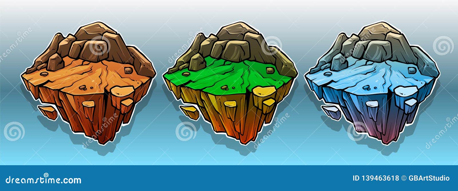 Cartoon Stone Rocks and Islands Vector Icon Set Stock Vector ...