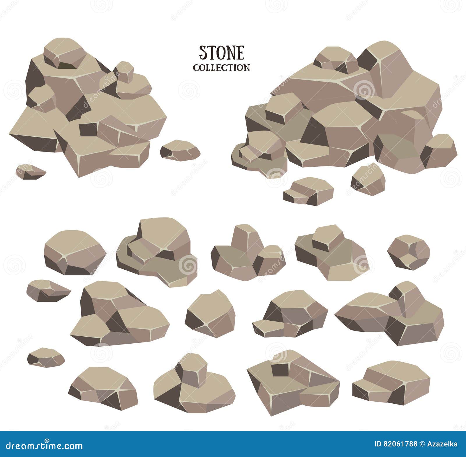 Cartoon Stone Set. Grey Rock Collection Stock Vector - Illustration of ...
