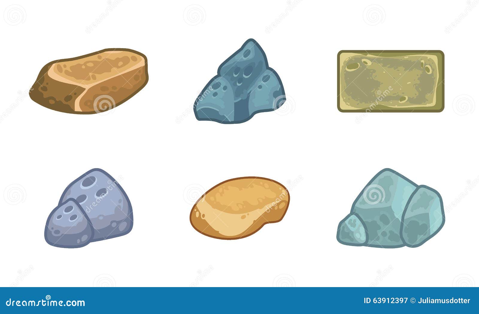 Cartoon Stones and Minerals Set Stock Vector - Illustration of magma ...