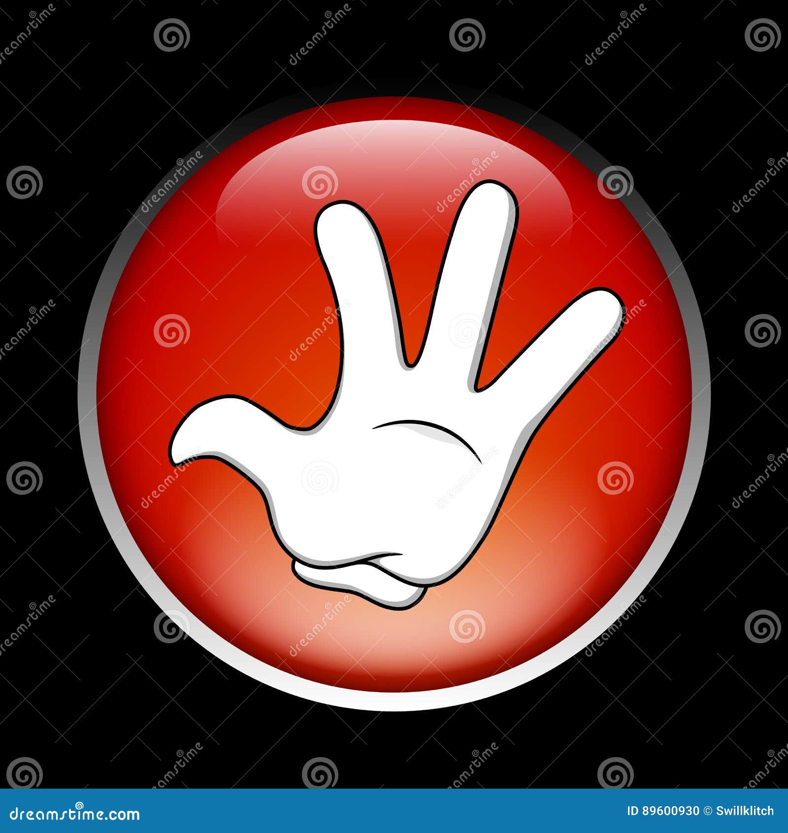 Cartoon Stop Hand on Button Stock Vector - Illustration of comic, alert ...