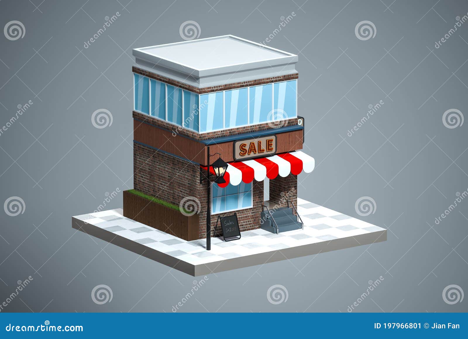 Cartoon Store, Modern Shop Building, 3d Rendering Stock Illustration ...