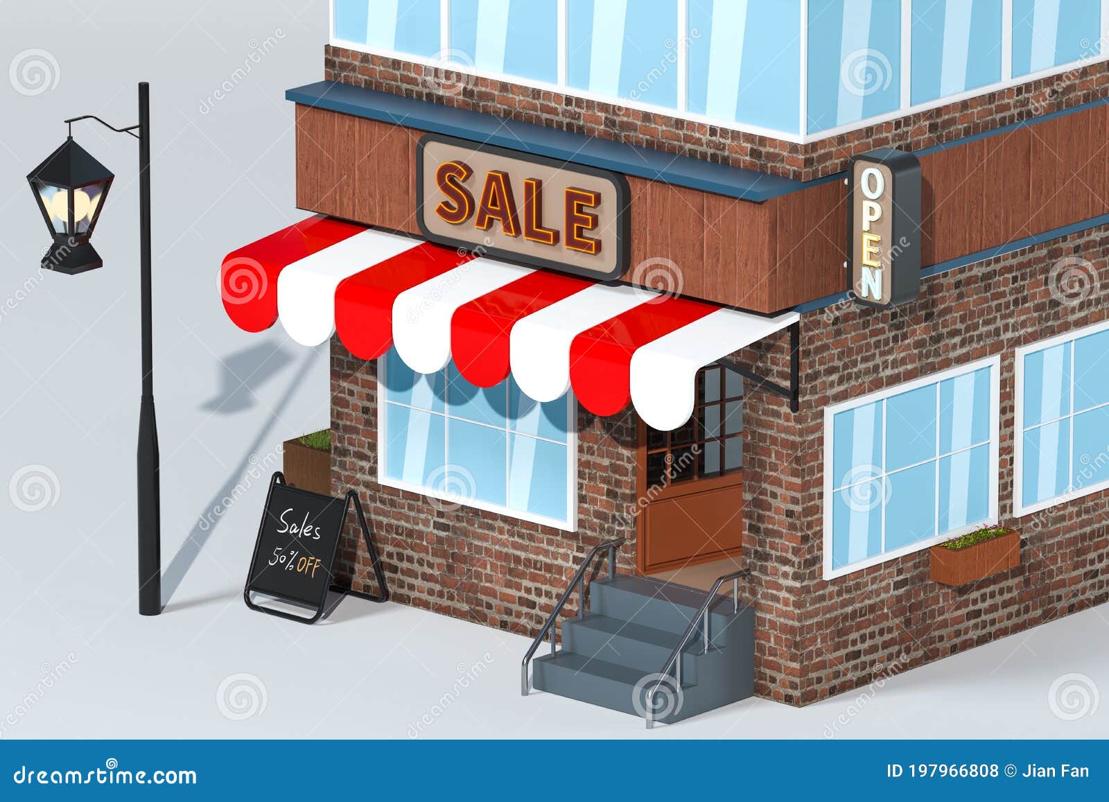 Cartoon Store, Modern Shop Building, 3d Rendering Stock Illustration ...