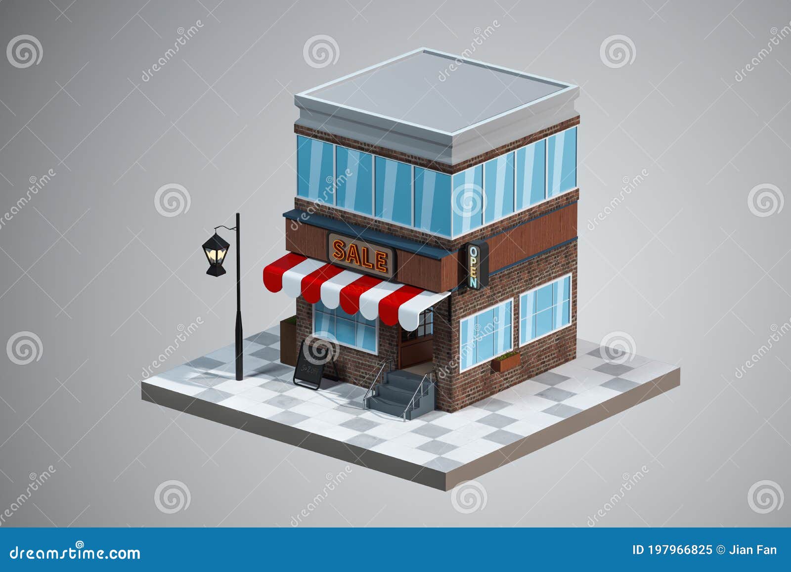 Cartoon Store, Modern Shop Building, 3d Rendering Stock Illustration ...