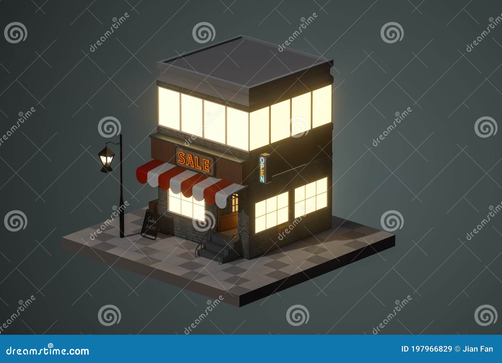 Cartoon Store, Modern Shop Building, 3d Rendering Stock Illustration ...