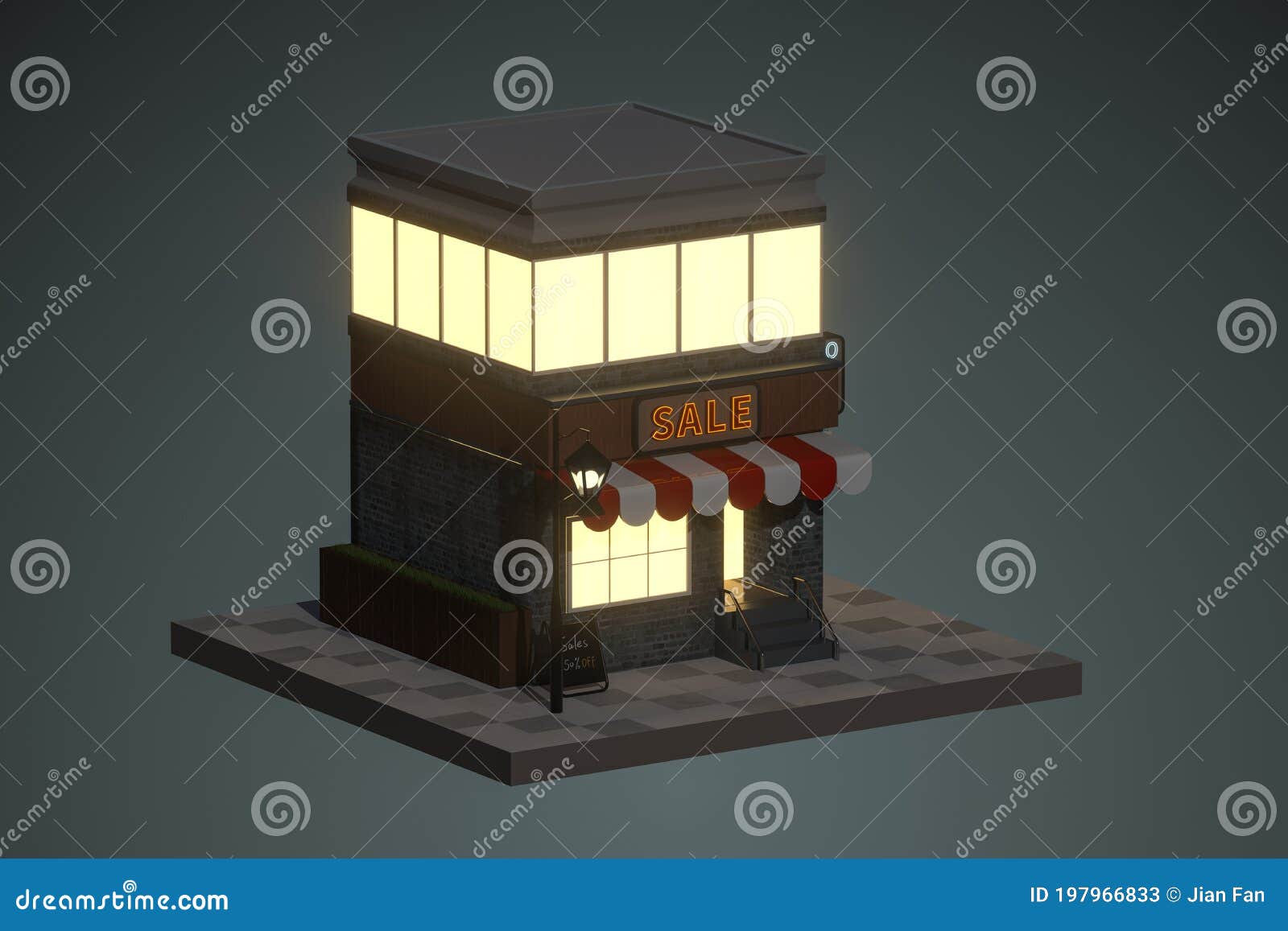 Cartoon Store, Modern Shop Building, 3d Rendering Stock Illustration ...