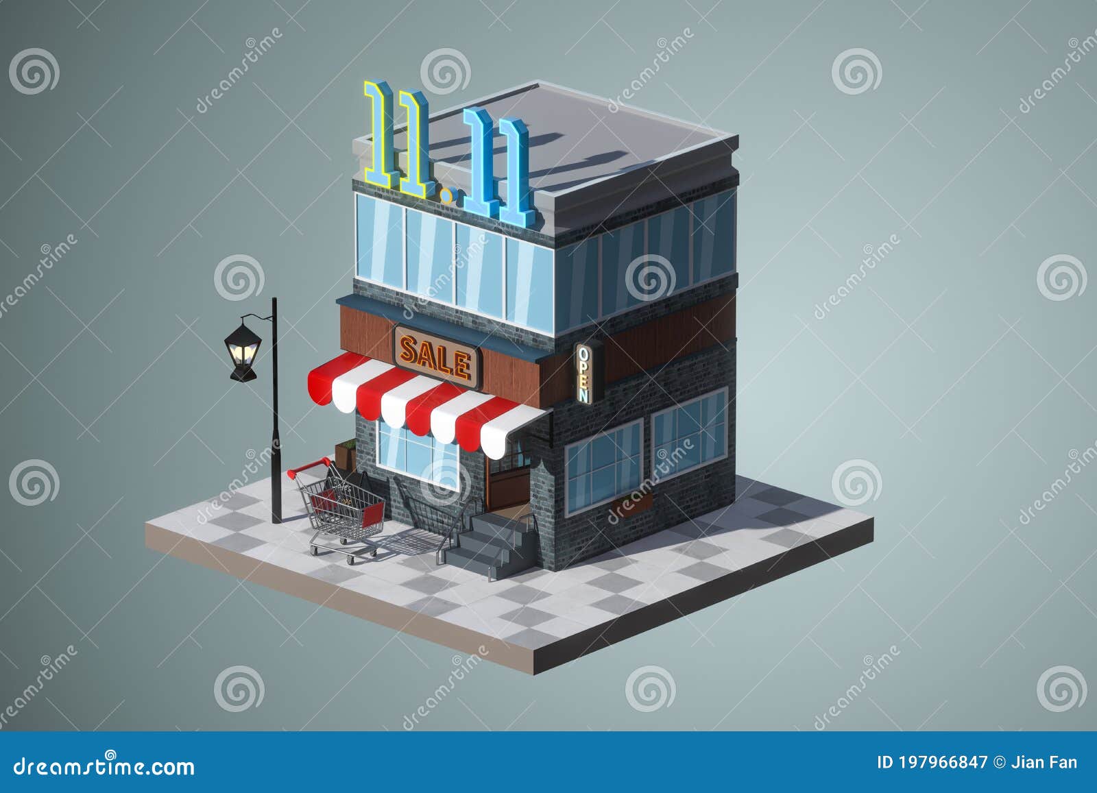 Cartoon Store, Modern Shop Building, 3d Rendering Stock Illustration ...