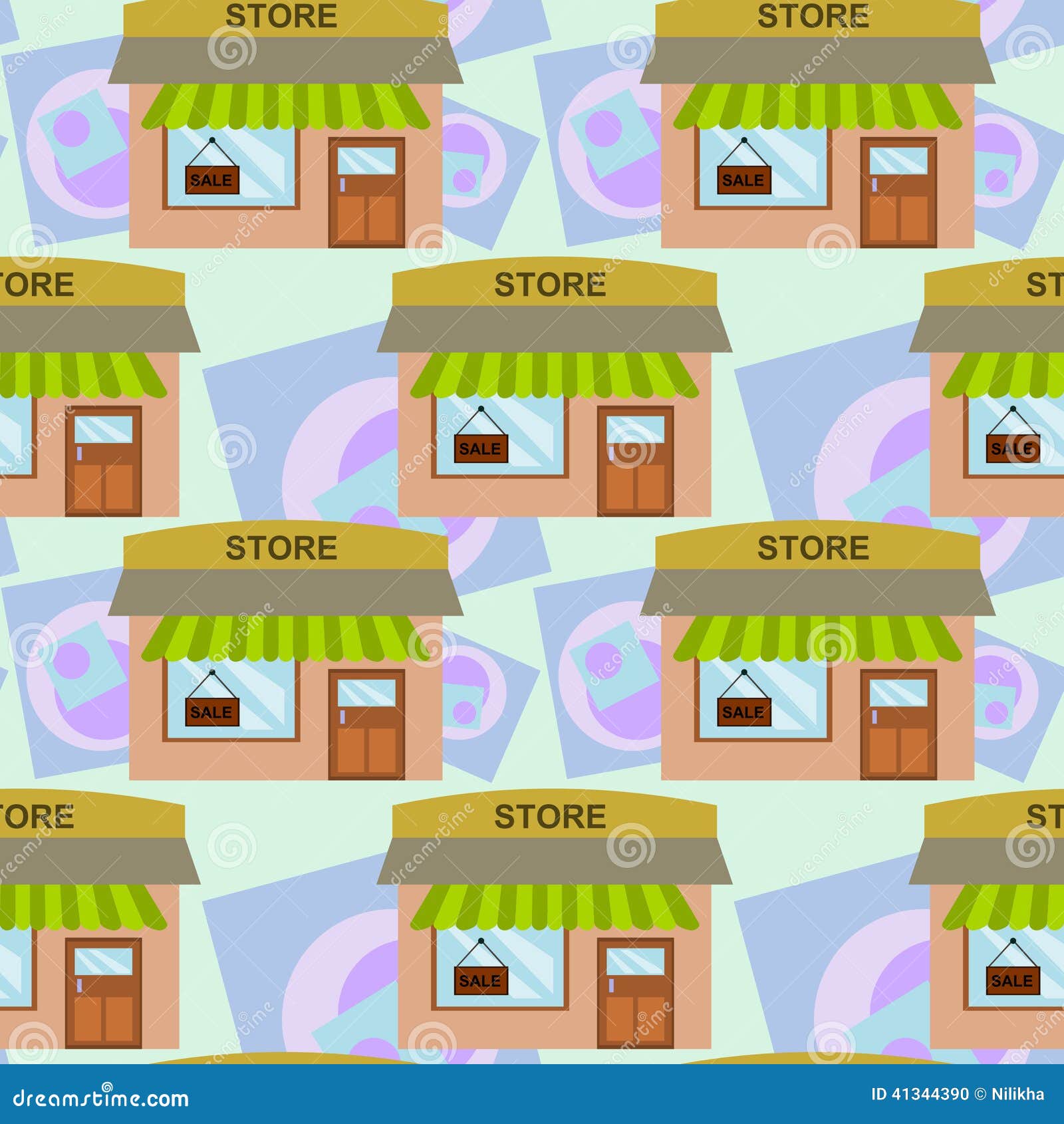 Cartoon Store Seamless Background Design Stock Illustration ...