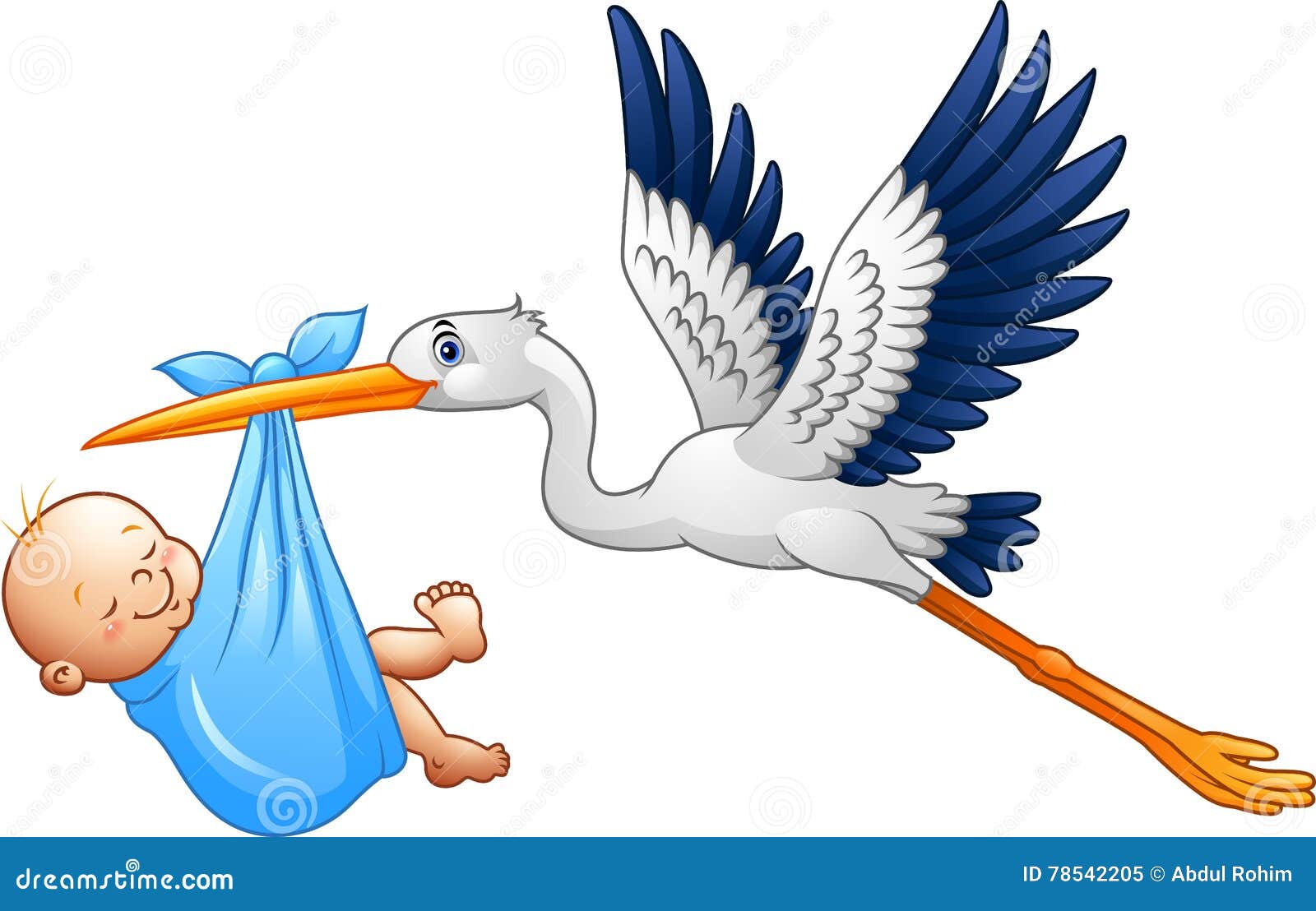 Cartoon Stork With Baby Girl Card | CartoonDealer.com #51244857