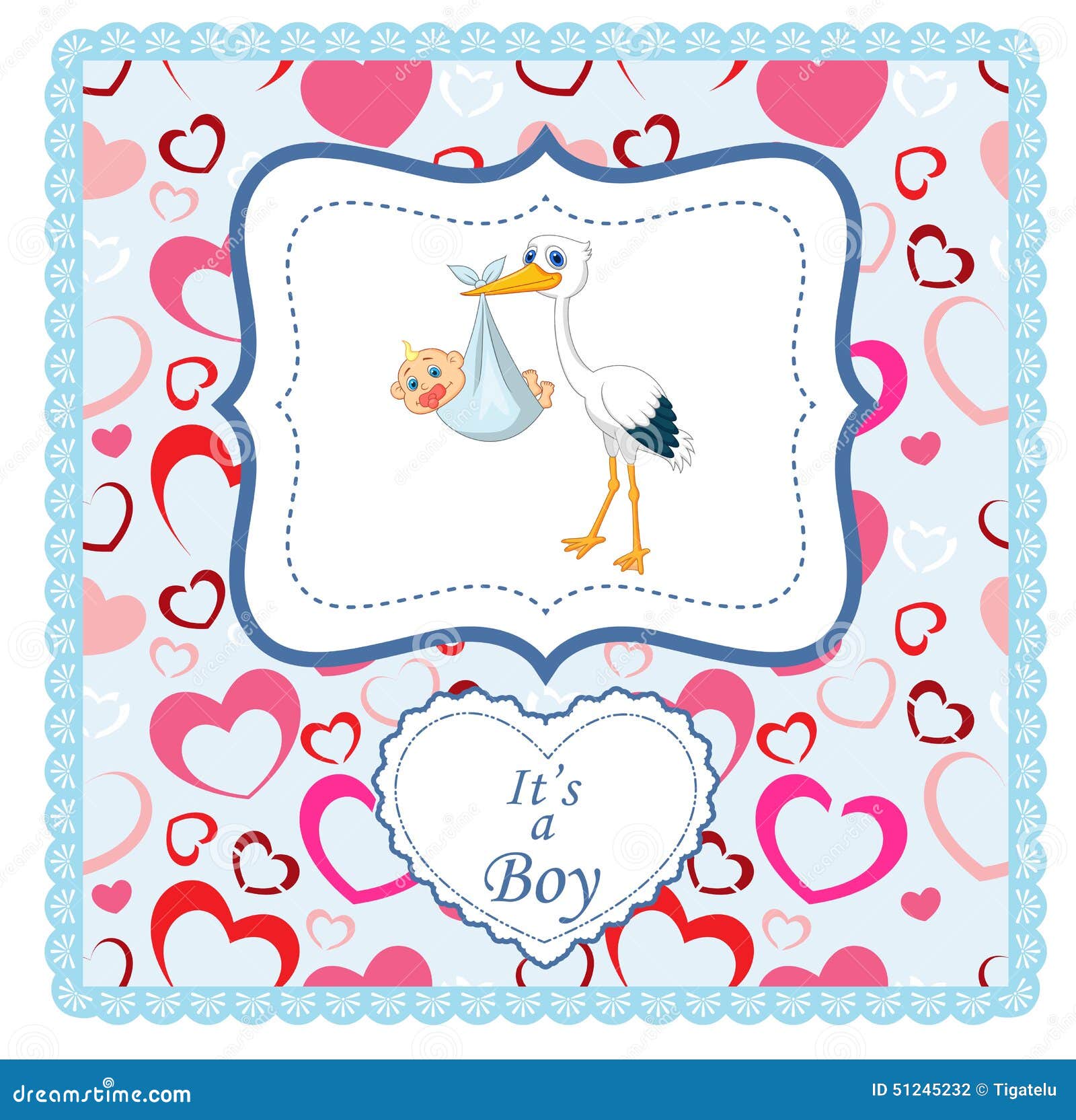 Cartoon Stork with Baby Card Stock Vector - Illustration of design ...