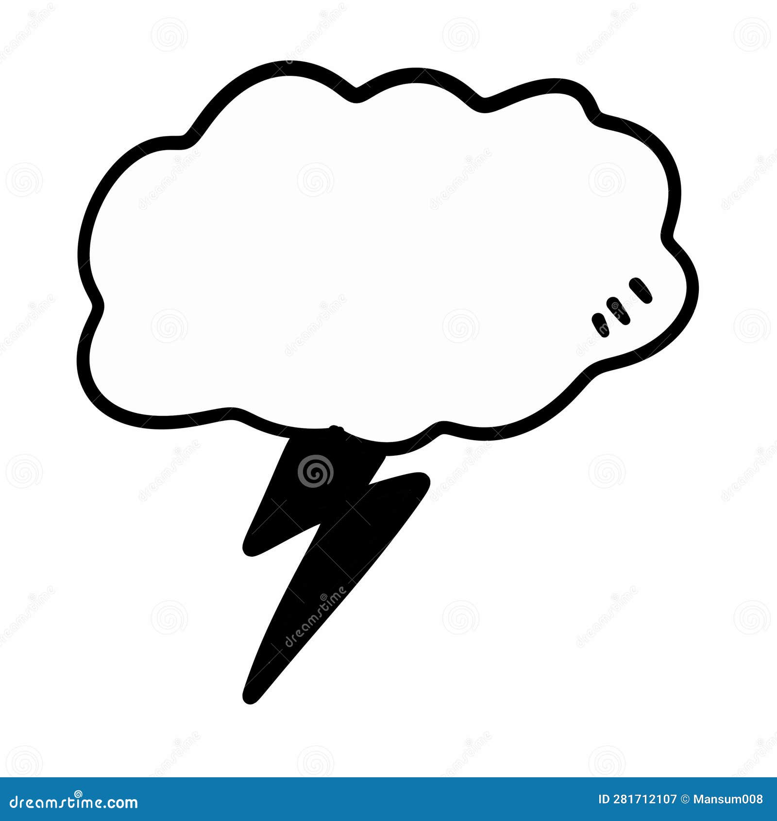 Cartoon Storm Cloud with Lightning Symbol Stock Illustration ...