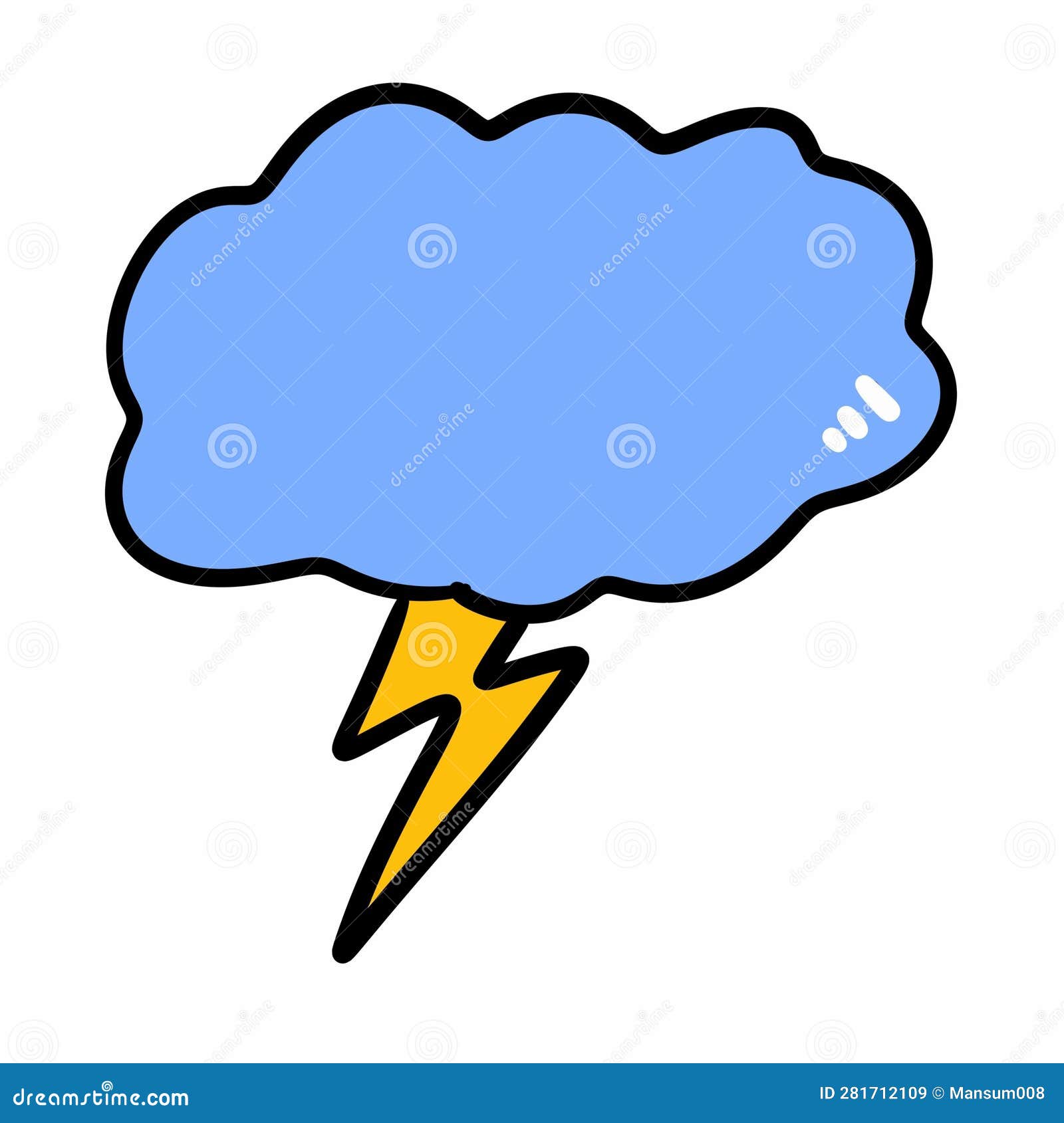 Cartoon Storm Cloud with Lightning Symbol Stock Illustration ...