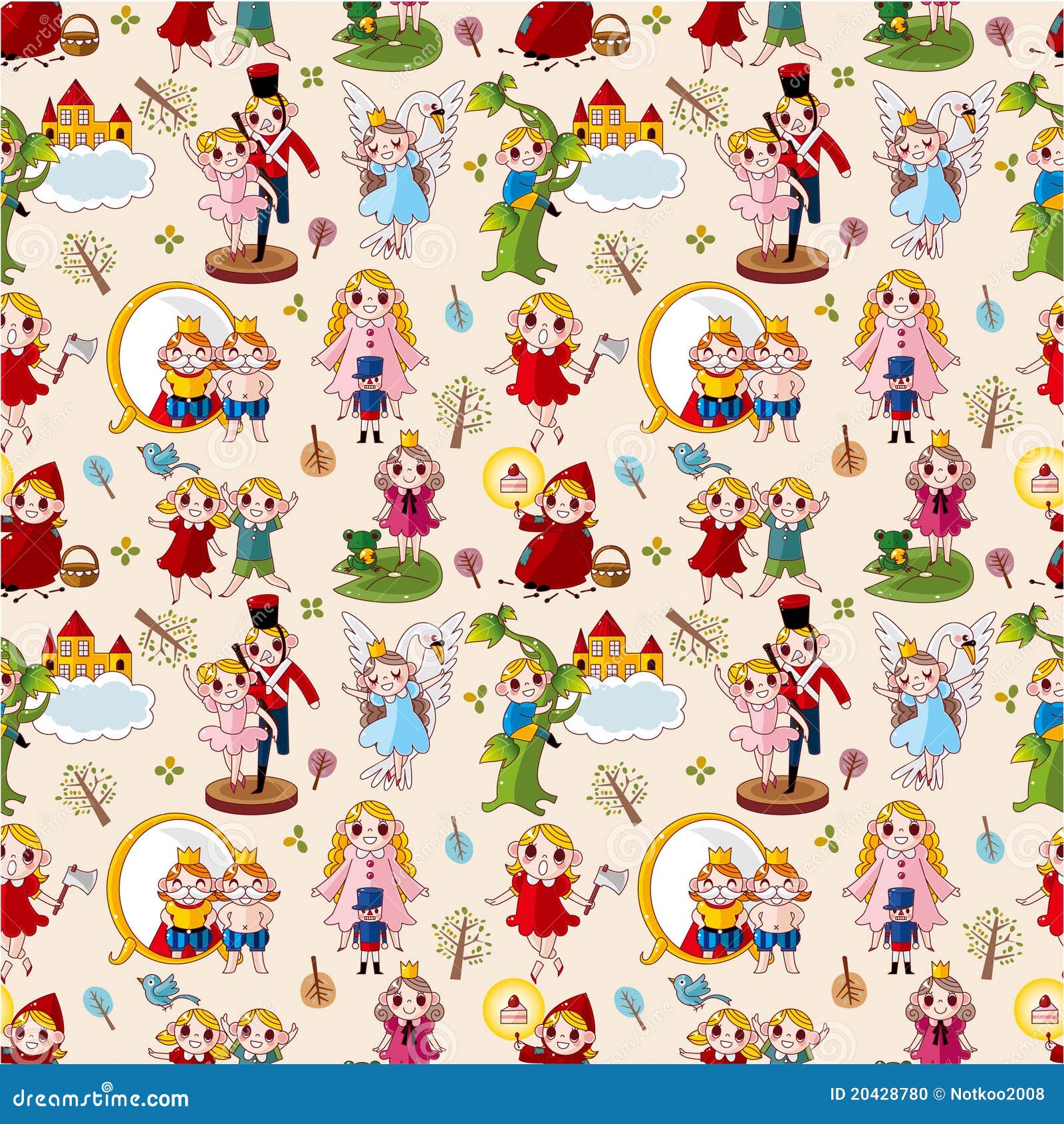 Cartoon Story People Seamless Pattern Stock Vector - Illustration of ...