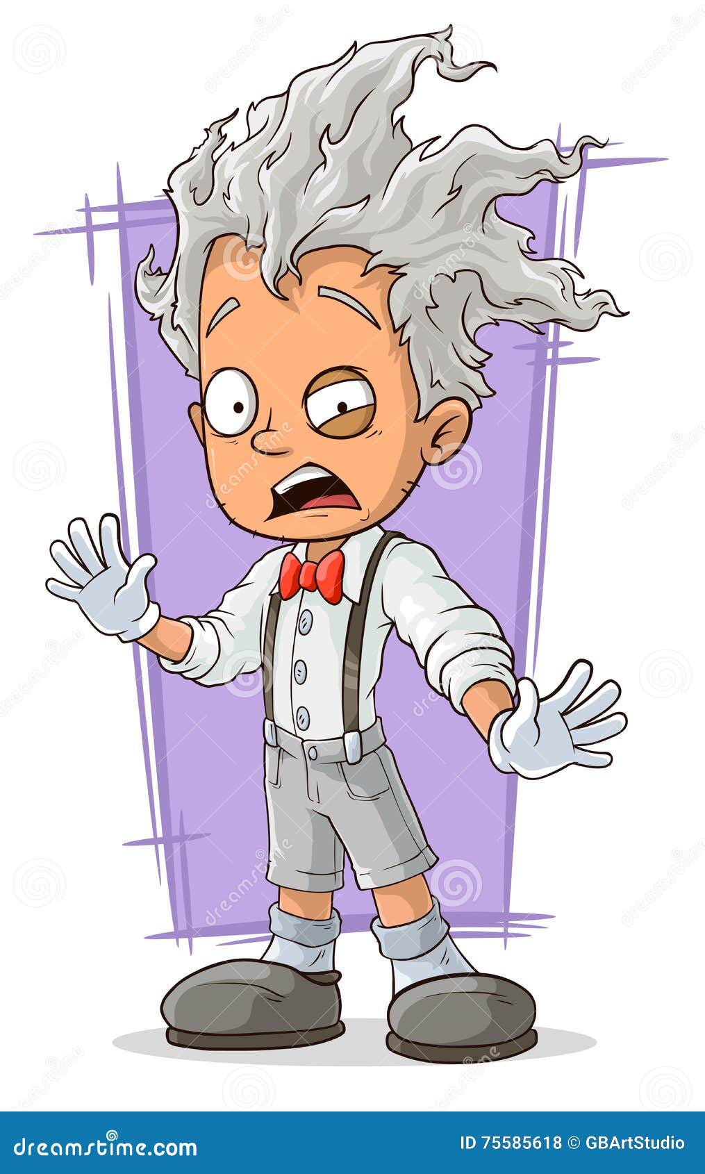 Cartoon Strange Crazy Scientist With Red Bow Tie Vector Illustration ...