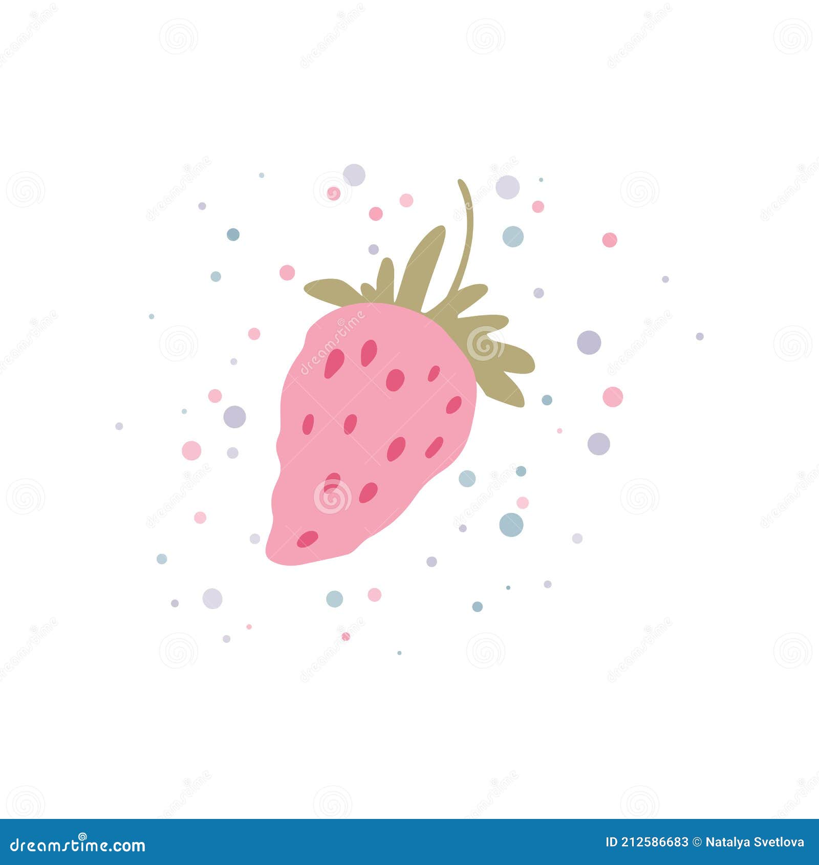 Cartoon Strawberry with Colourful Splashes Vector Illustration. Stock ...
