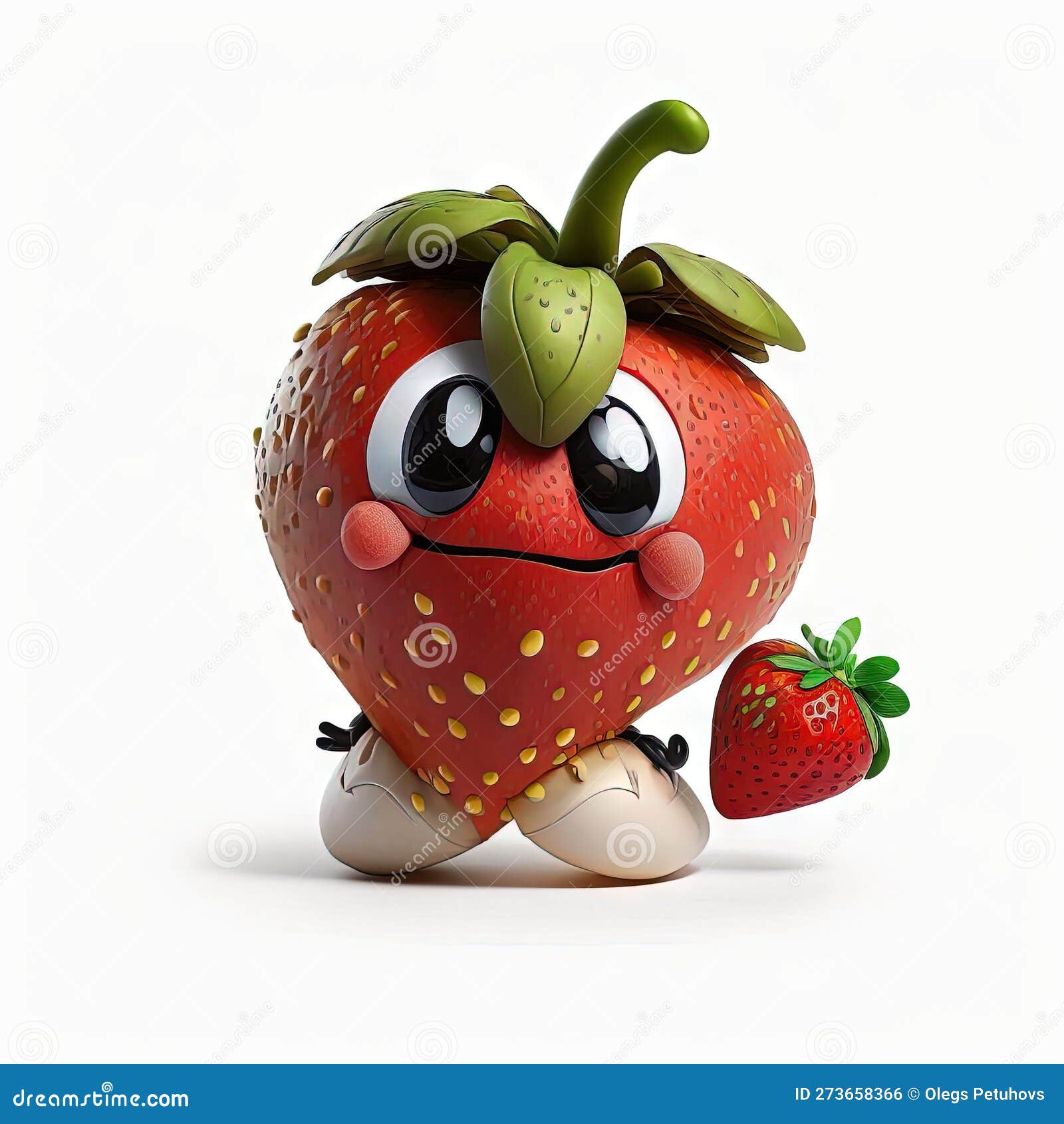 A Cartoon Strawberry with a Sad Face Holding a Strawberry in Its Hand ...