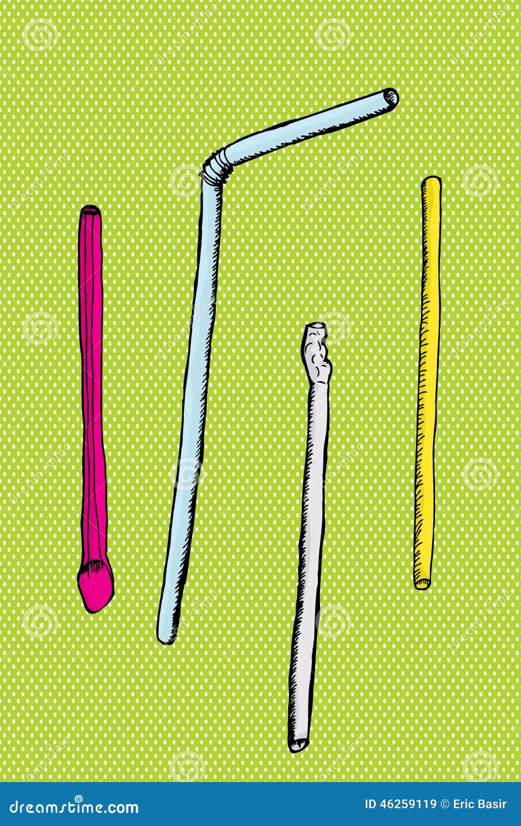 Cartoon Straws Over Green stock vector. Illustration of spoon - 46259119