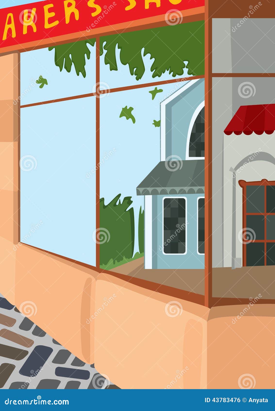 Cartoon Street Front Side of the Store Stock Vector - Illustration of ...