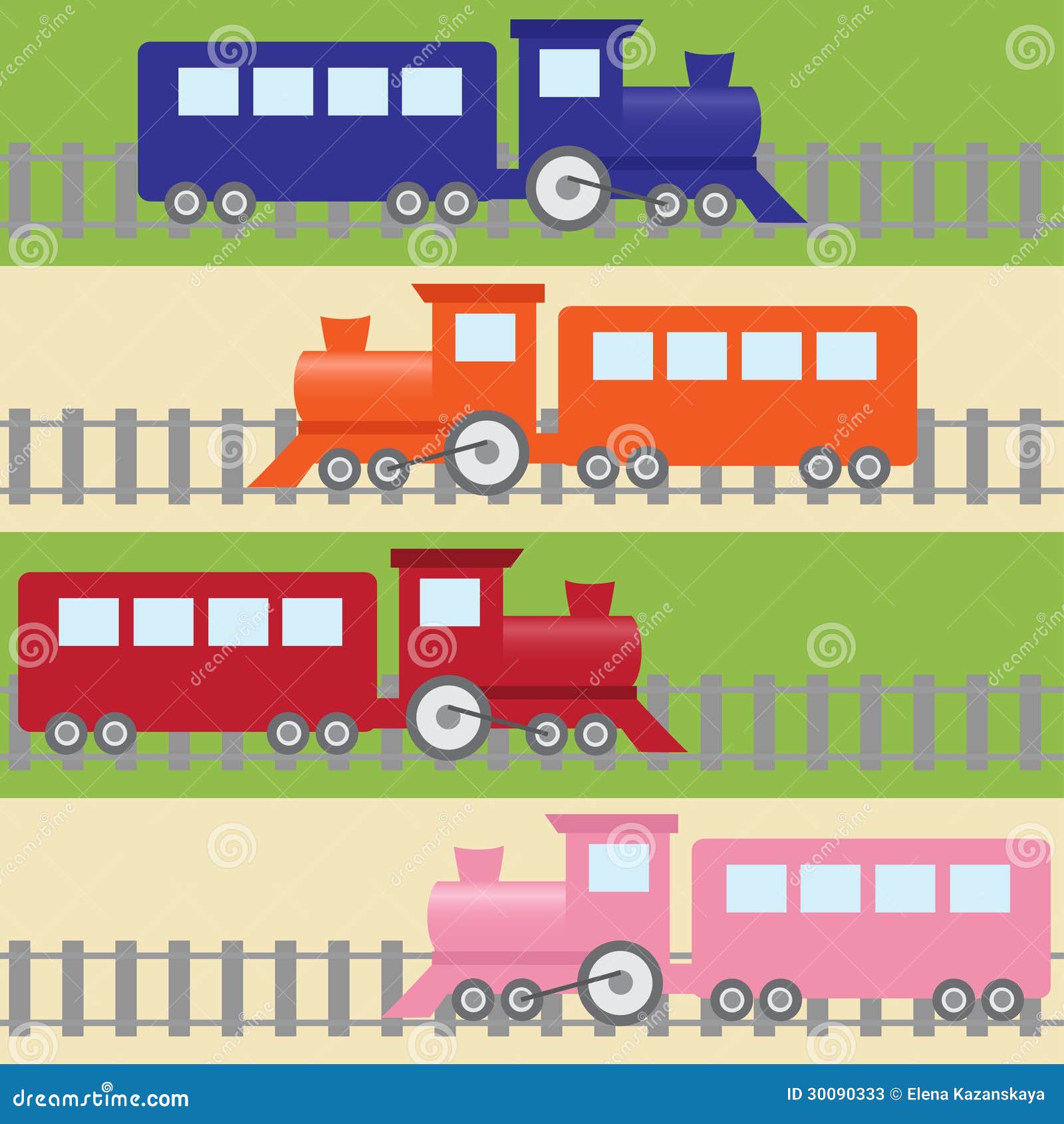 Seamless Pattern with Colorful Trains Stock Illustration - Illustration ...