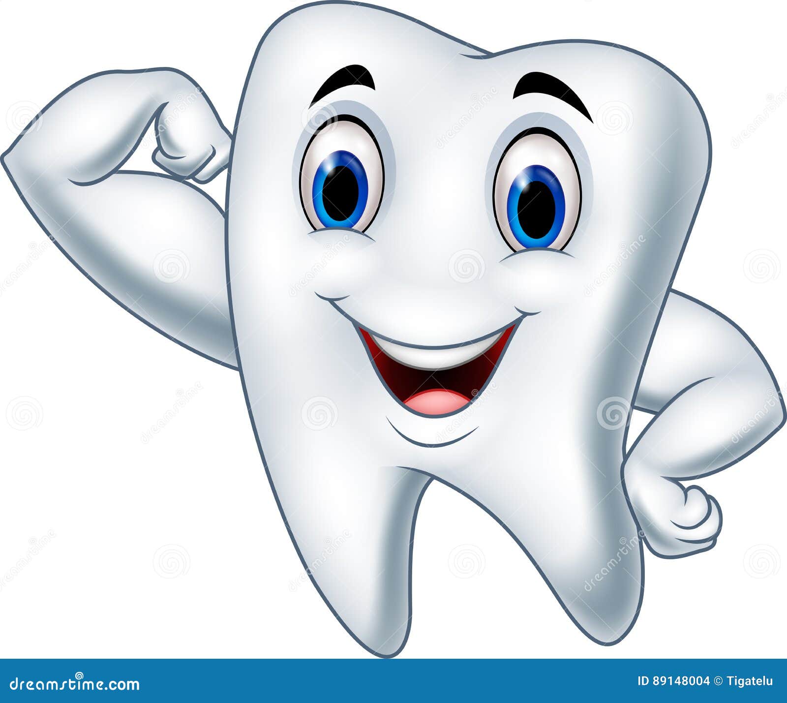 Cartoon Strong Tooth Character Stock Vector - Illustration of cape ...