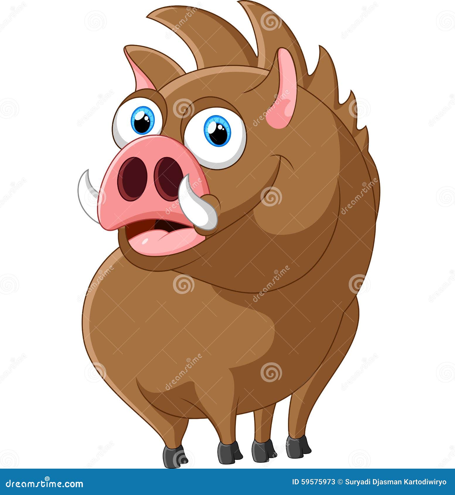 Cartoon strong wild boar stock vector. Illustration of boar - 59575973