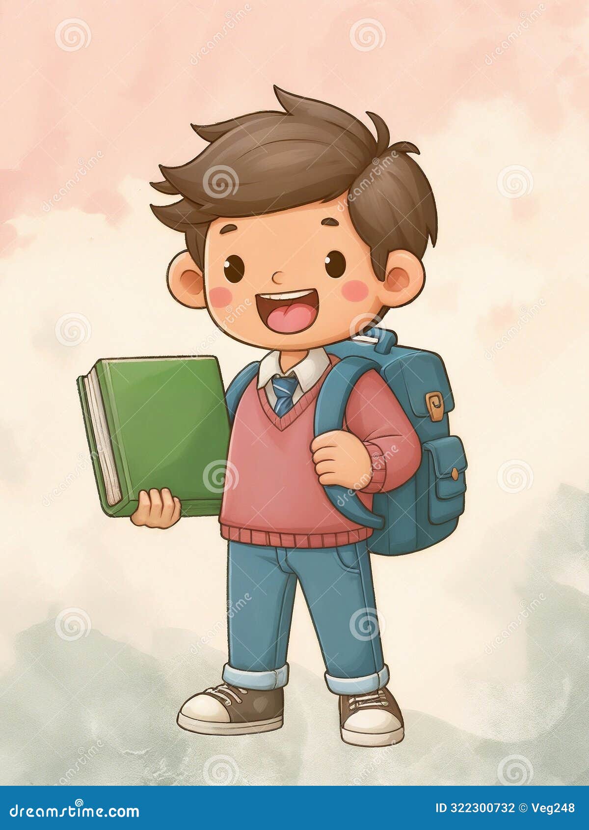 Cartoon Student with Backpack . Ai Stock Illustration - Illustration of ...