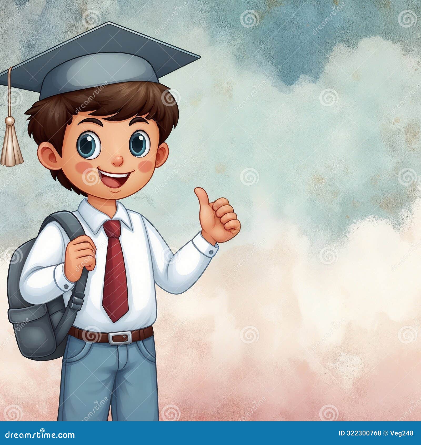 Cartoon Student with Backpack . Ai Stock Illustration - Illustration of ...