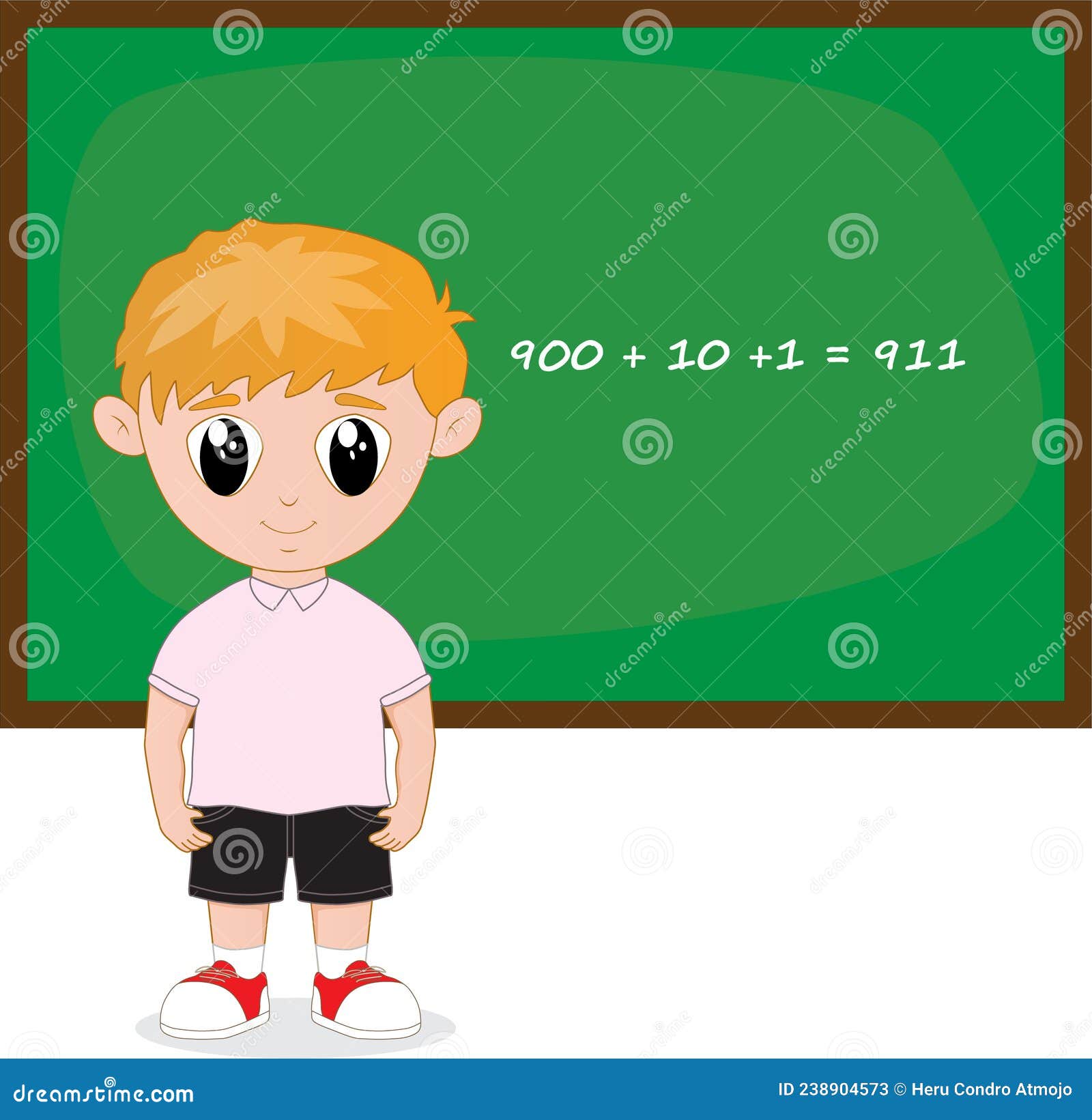 Cartoon of a Student Boy and Simple Math Stock Vector - Illustration of ...