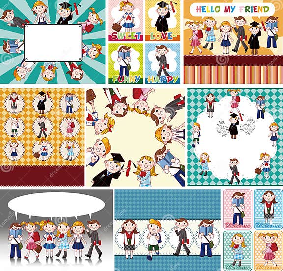 Cartoon student card stock vector. Illustration of adorable - 22857994