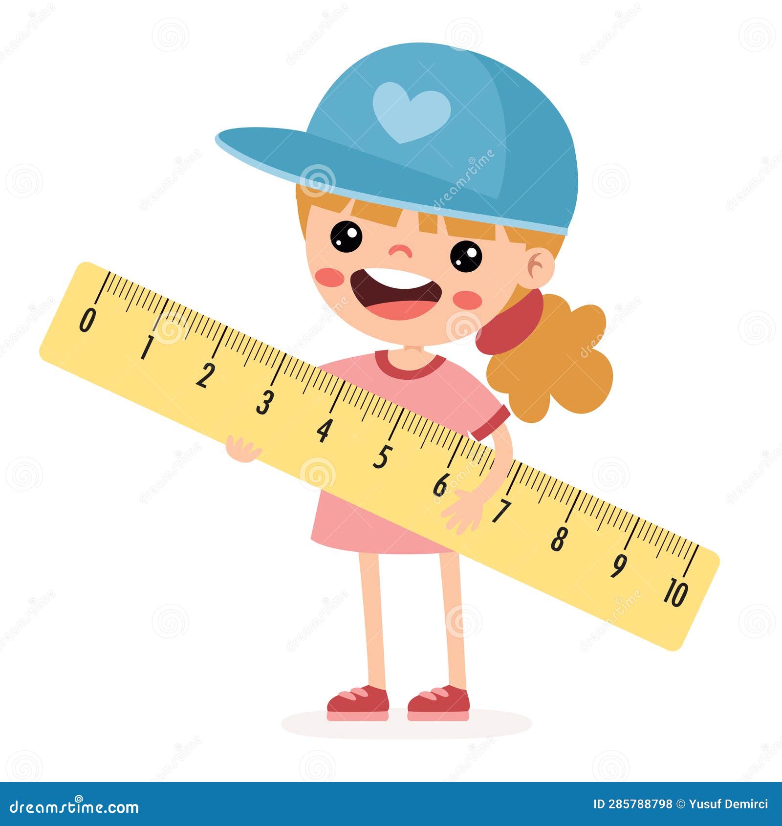 Cartoon Student Carrying Big Ruler Stock Illustration - Illustration of ...
