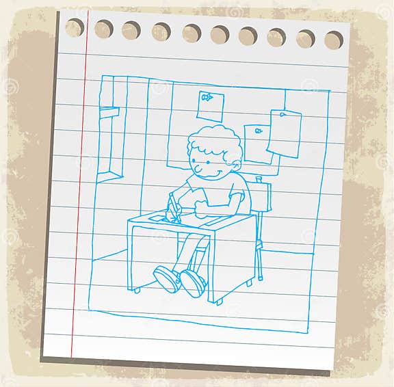 Cartoon Student on Paper Note, Vector Illustration Stock Vector ...