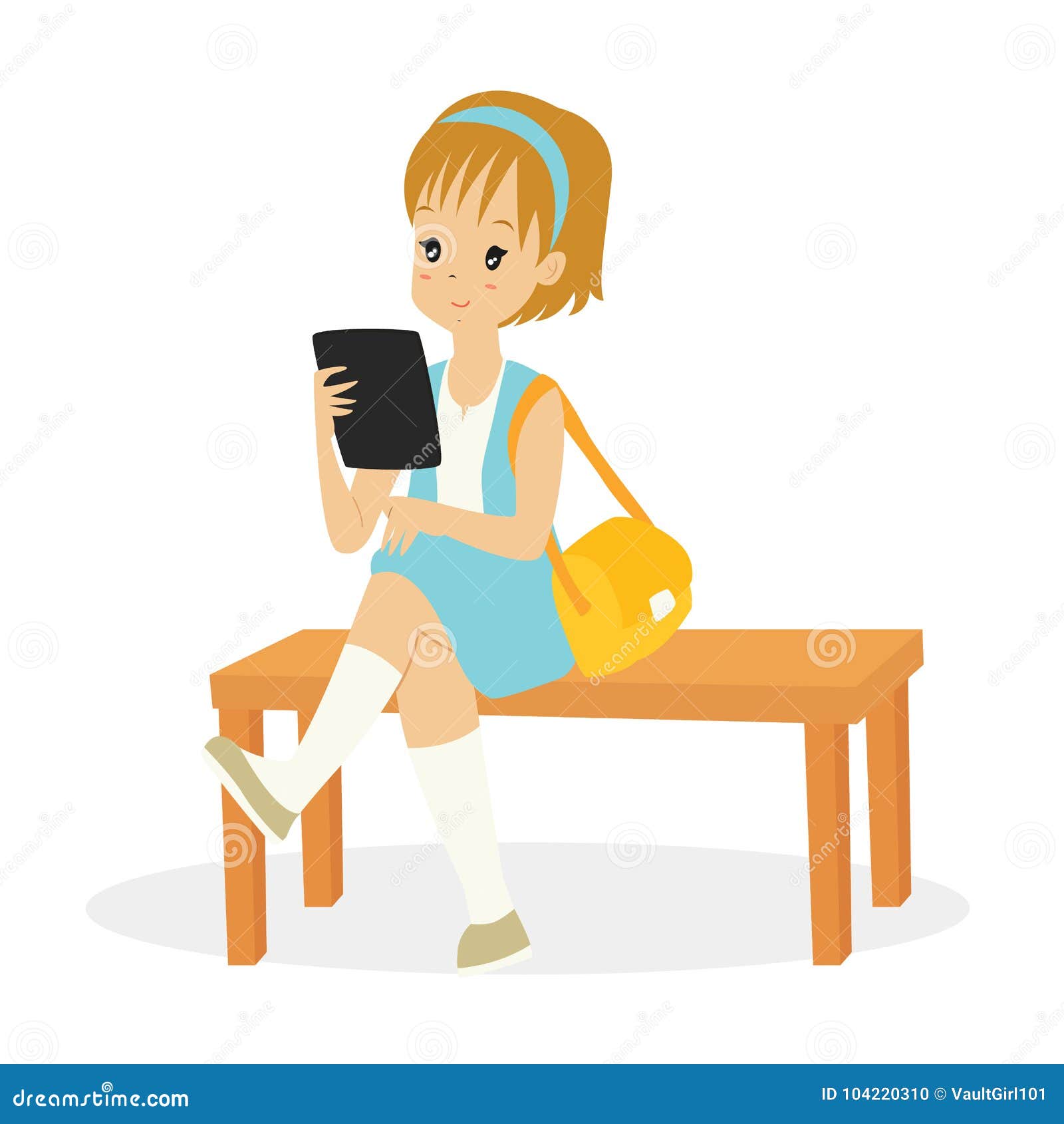 Student Reading an E-Reader Cartoon Vector Stock Vector - Illustration ...