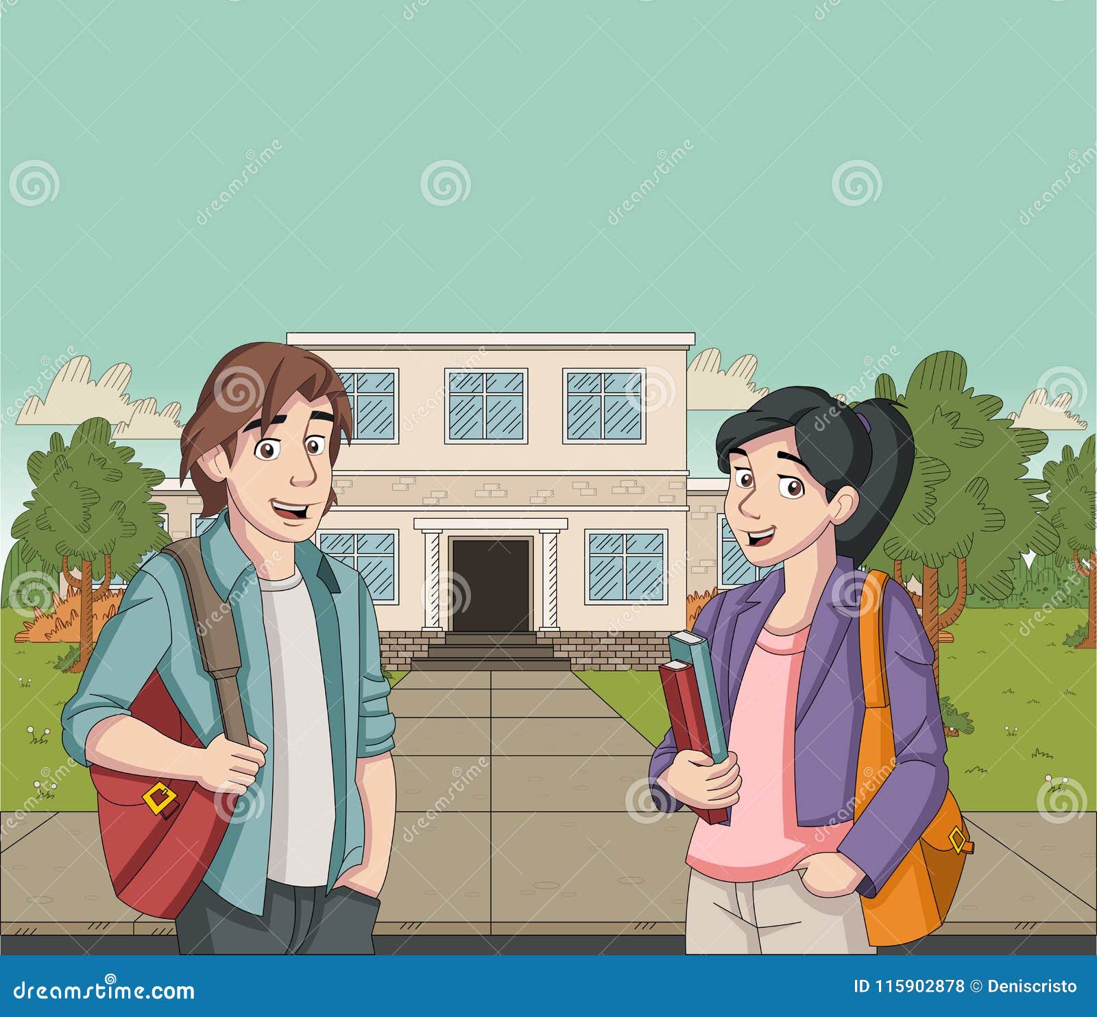 Cartoon students stock vector. Illustration of book - 115902878