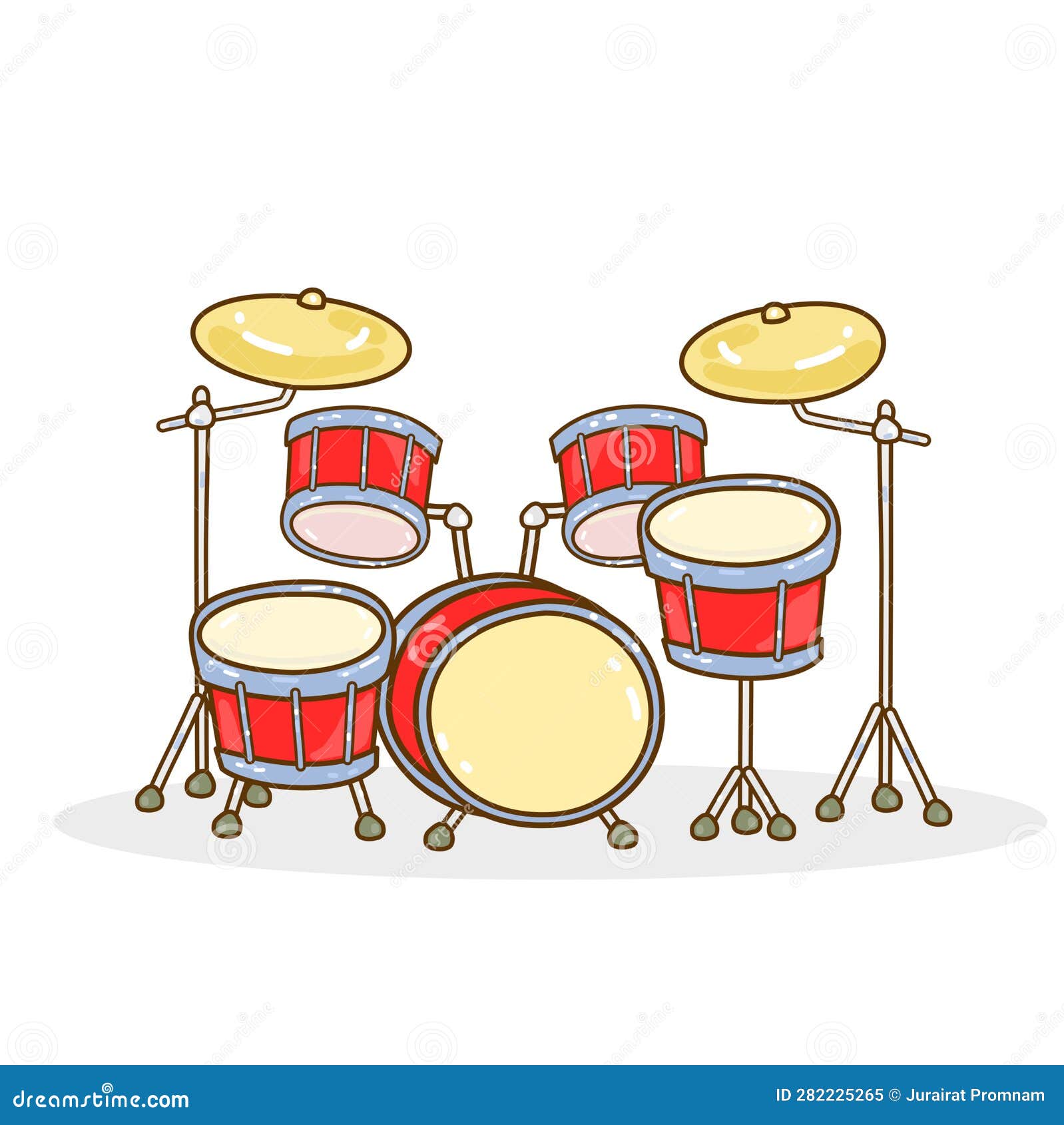 Cartoon Drum Set on White Background. Stock Illustration - Illustration ...