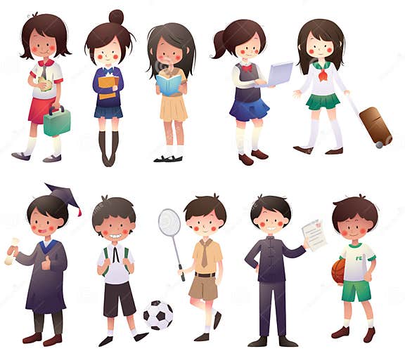 Cartoon Students Set stock vector. Illustration of cartoon - 41675271