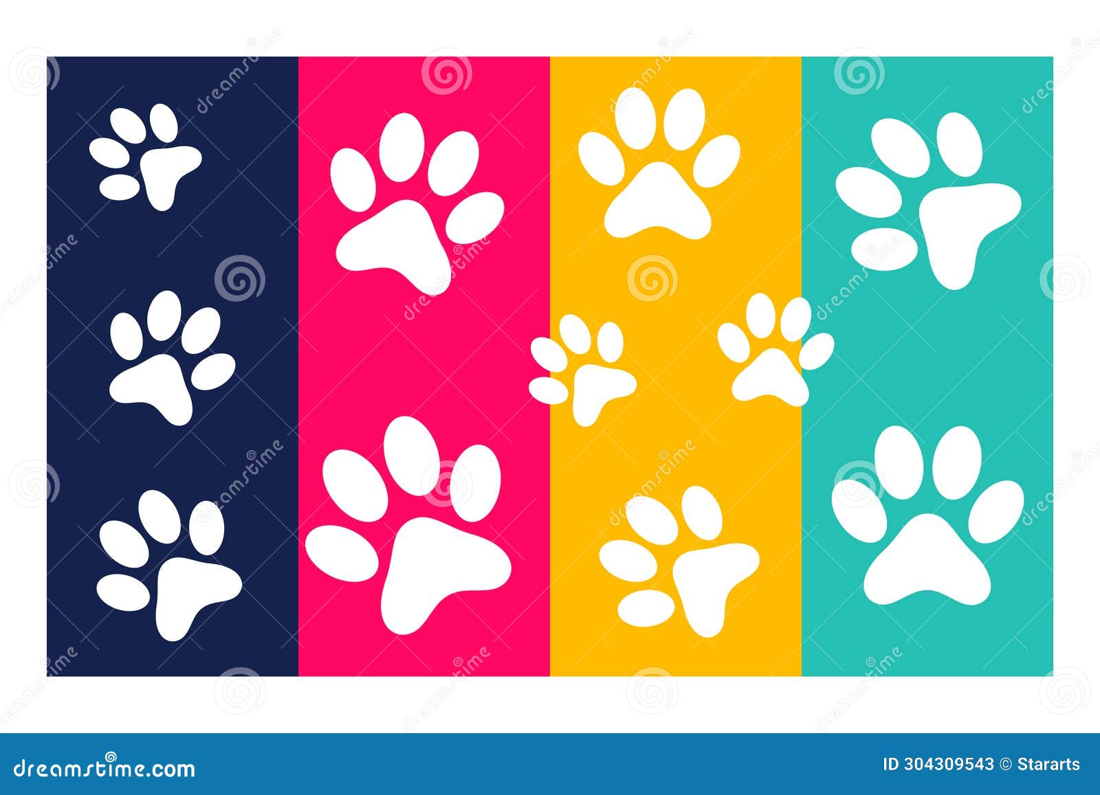Cartoon Style Animal Footprint Pattern Background Design Stock Vector ...